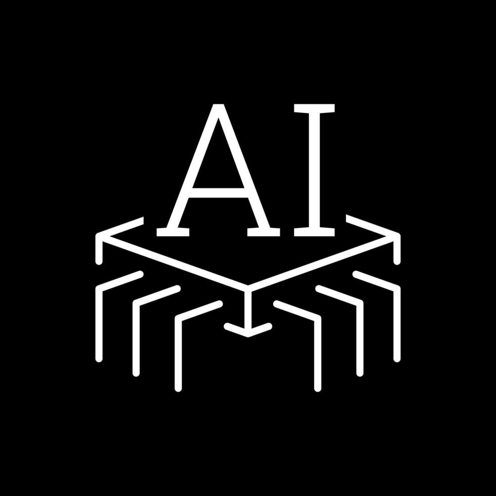 artificial intelligence icon set in line style, machine learning, smart robotic and cloud ...