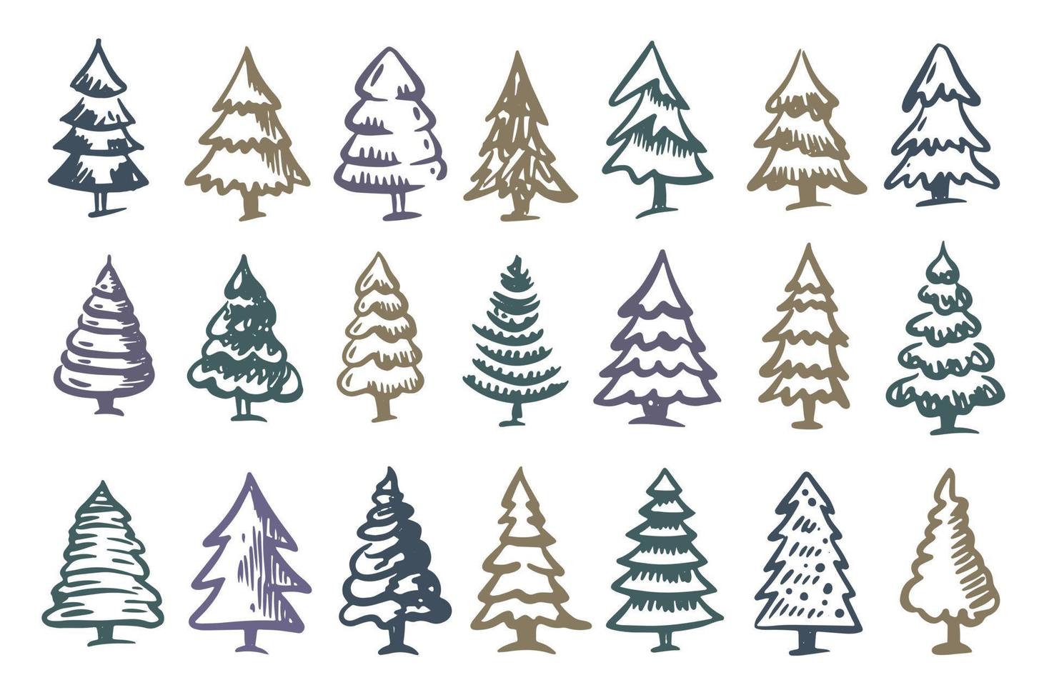 Christmas tree set, Hand drawn illustrations. 23214697 Vector Art at ...