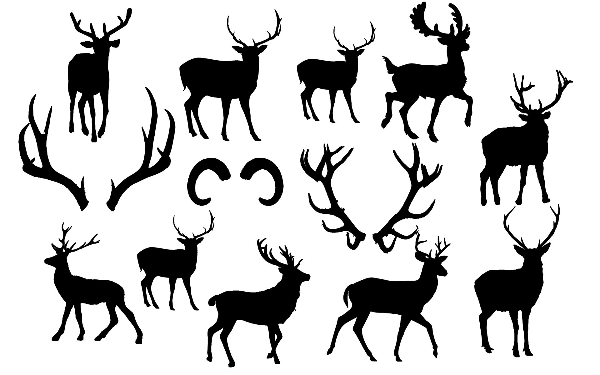 vector set of animal silhouettes deers 23216639 Vector Art at Vecteezy