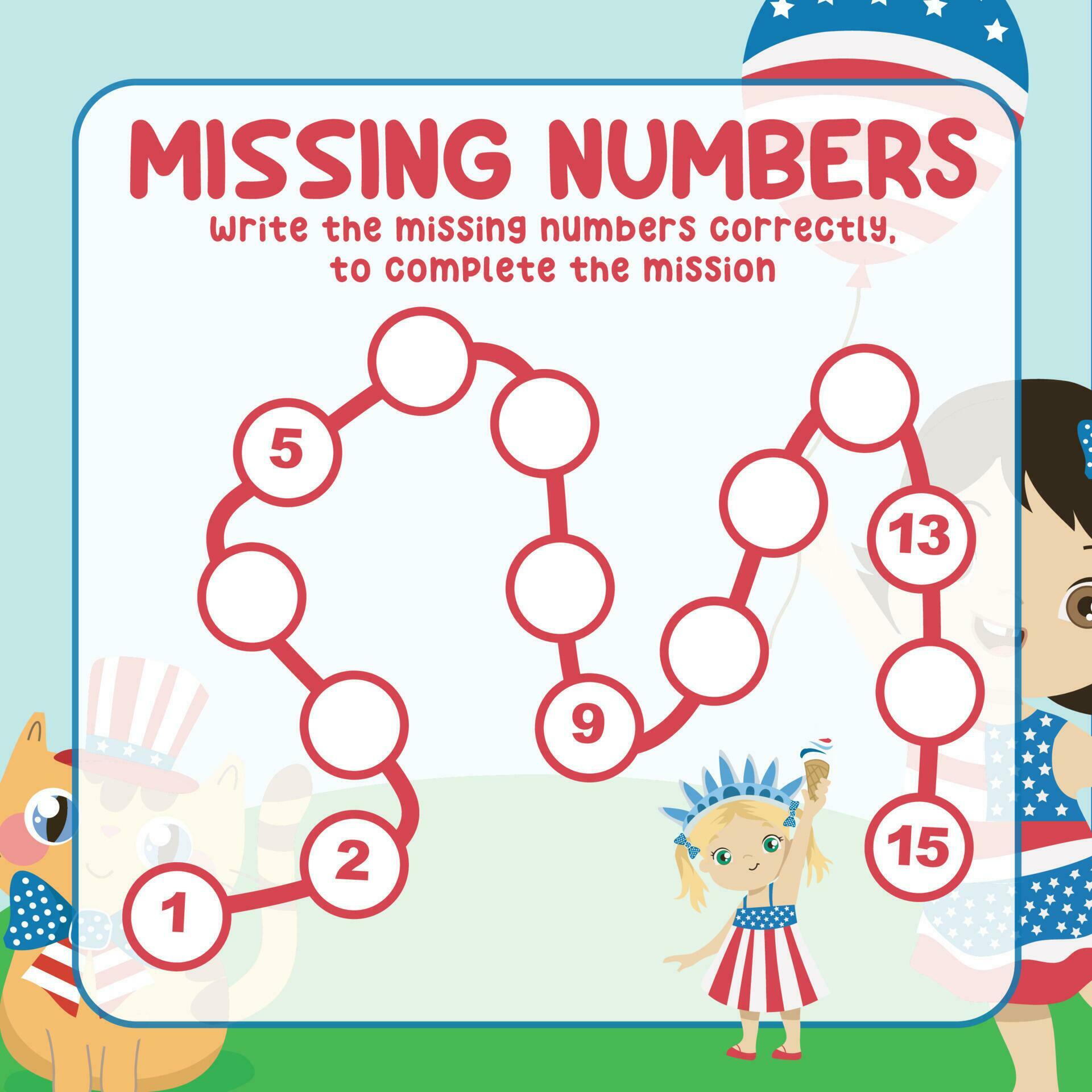 Missing numbers. Write the answer correctly. Educational printable math ...