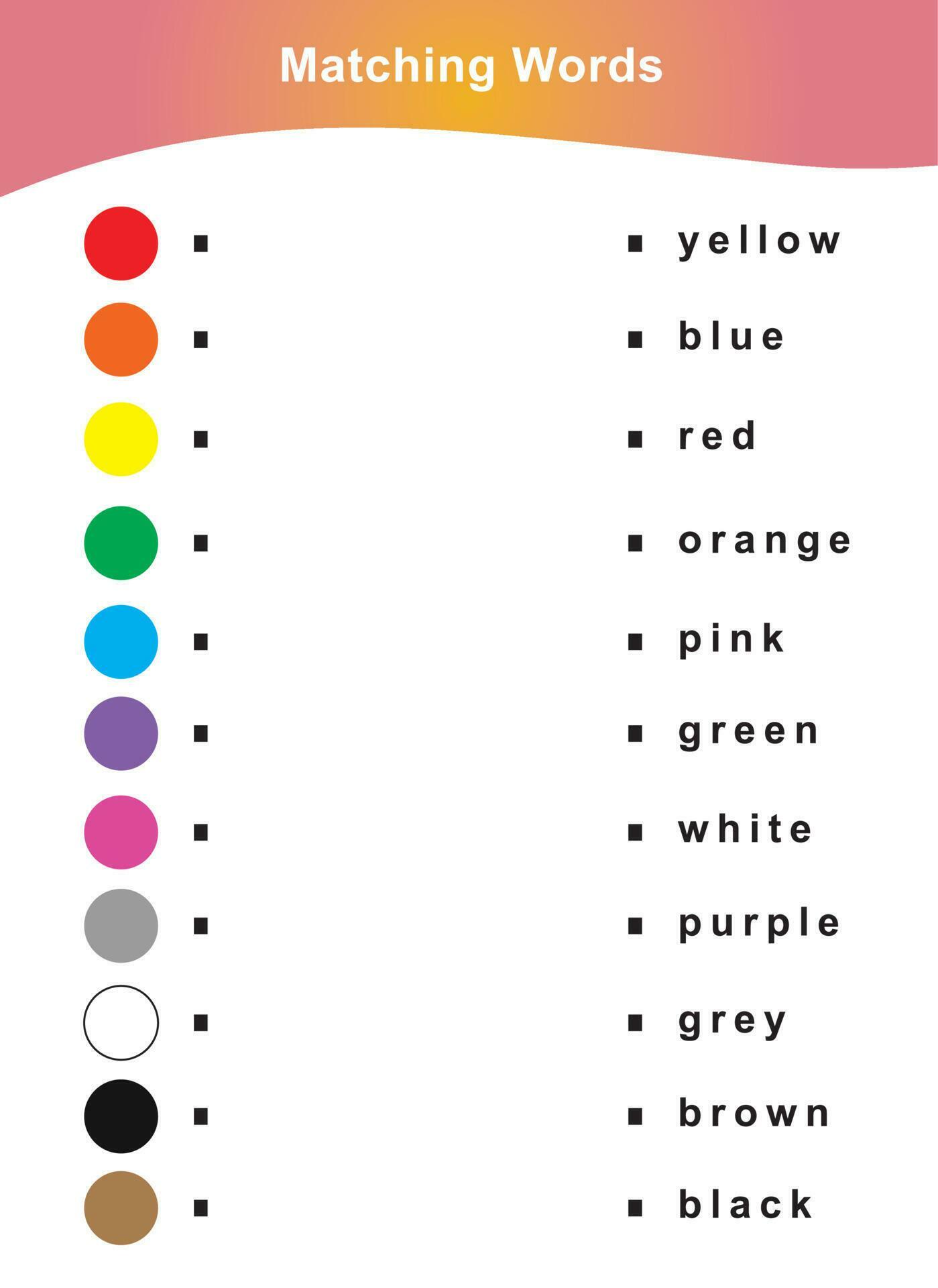 Matching words worksheet. Matching colors with the correct words ...