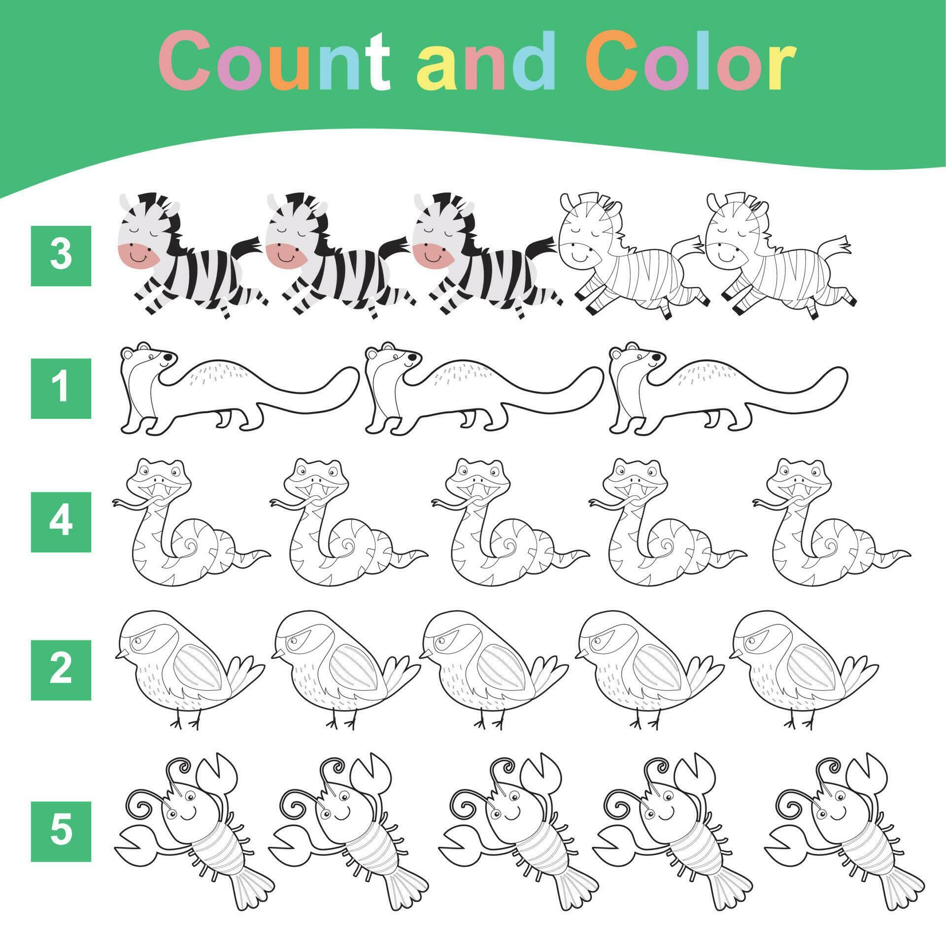 Count and Color worksheet for children. Educational printable worksheet ...