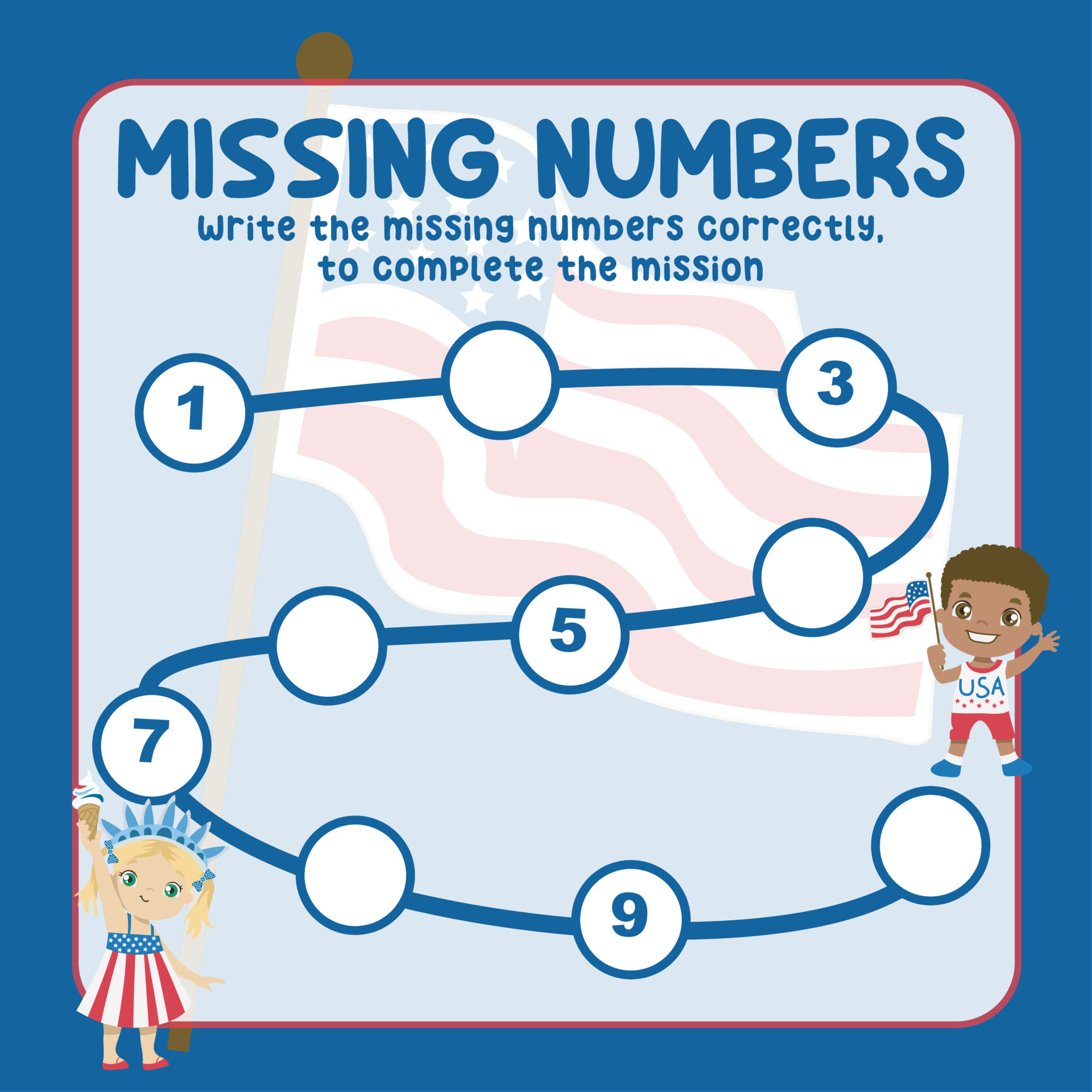 Missing numbers. Write the answer correctly. Educational printable math ...