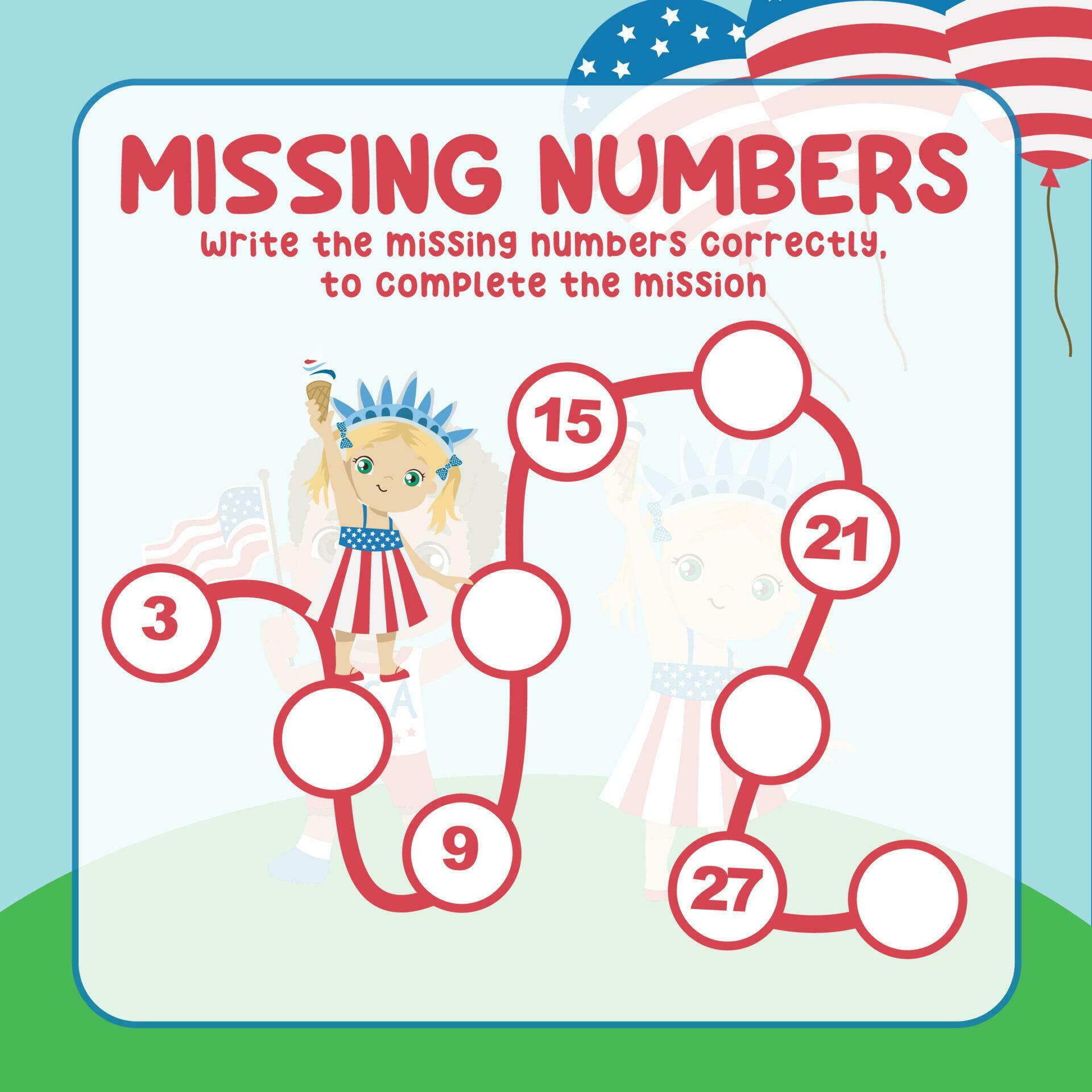 Missing numbers. Write the answer correctly. Educational printable math ...