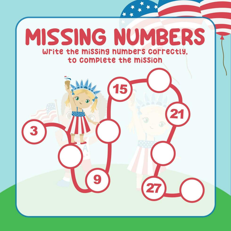 Missing Numbers Write The Answer Correctly Educational Printable Math Worksheet Count And
