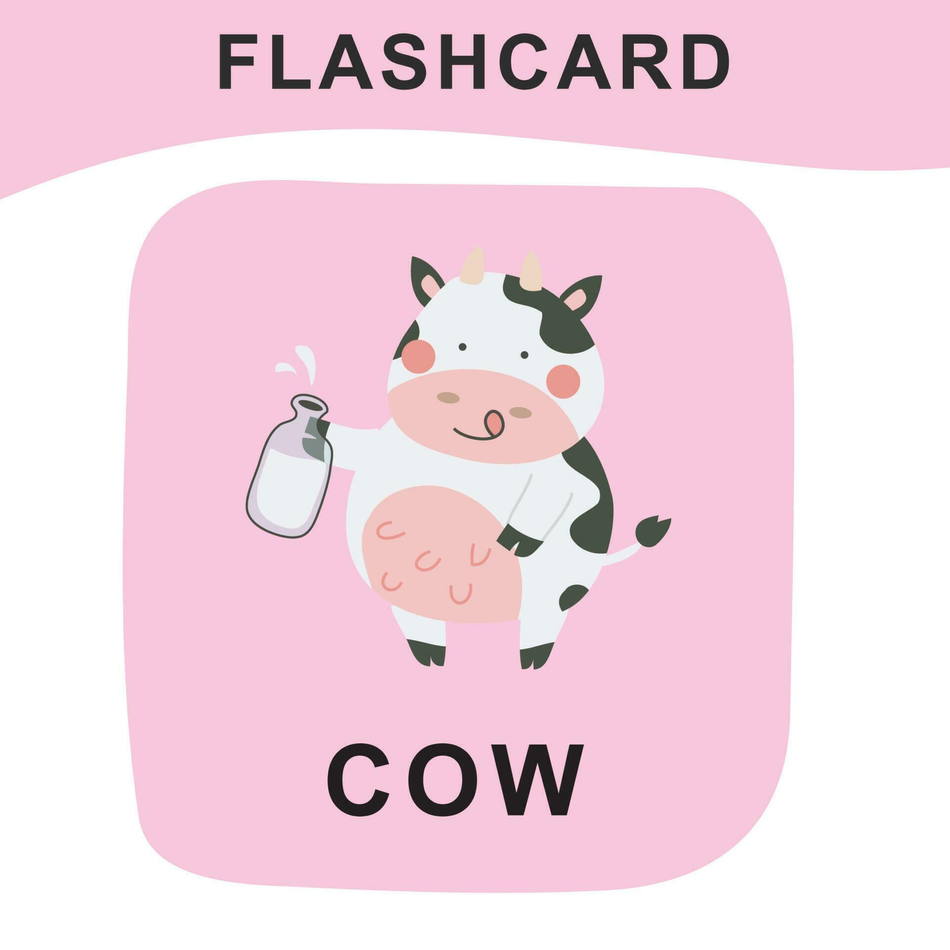 Cute flashcard of animal farm. Educational printable game cards ...