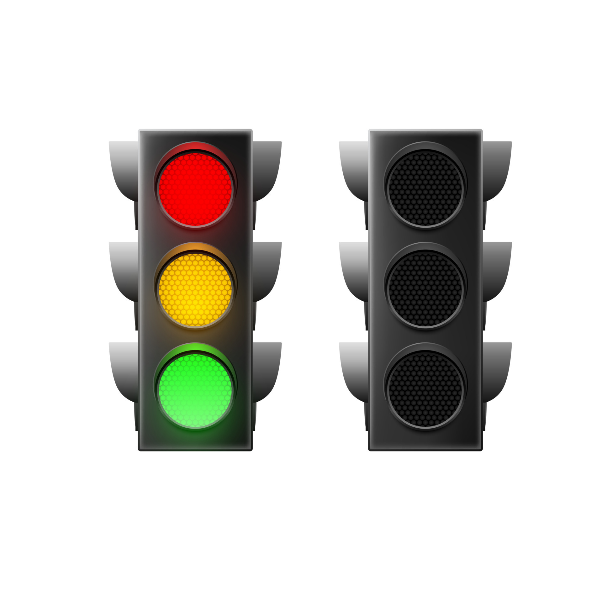 Realistic traffic light. Traffic Laws. Vector illustration isolated on ... Realistic traffic light. Traffic Laws. Vector illustration isolated on ...