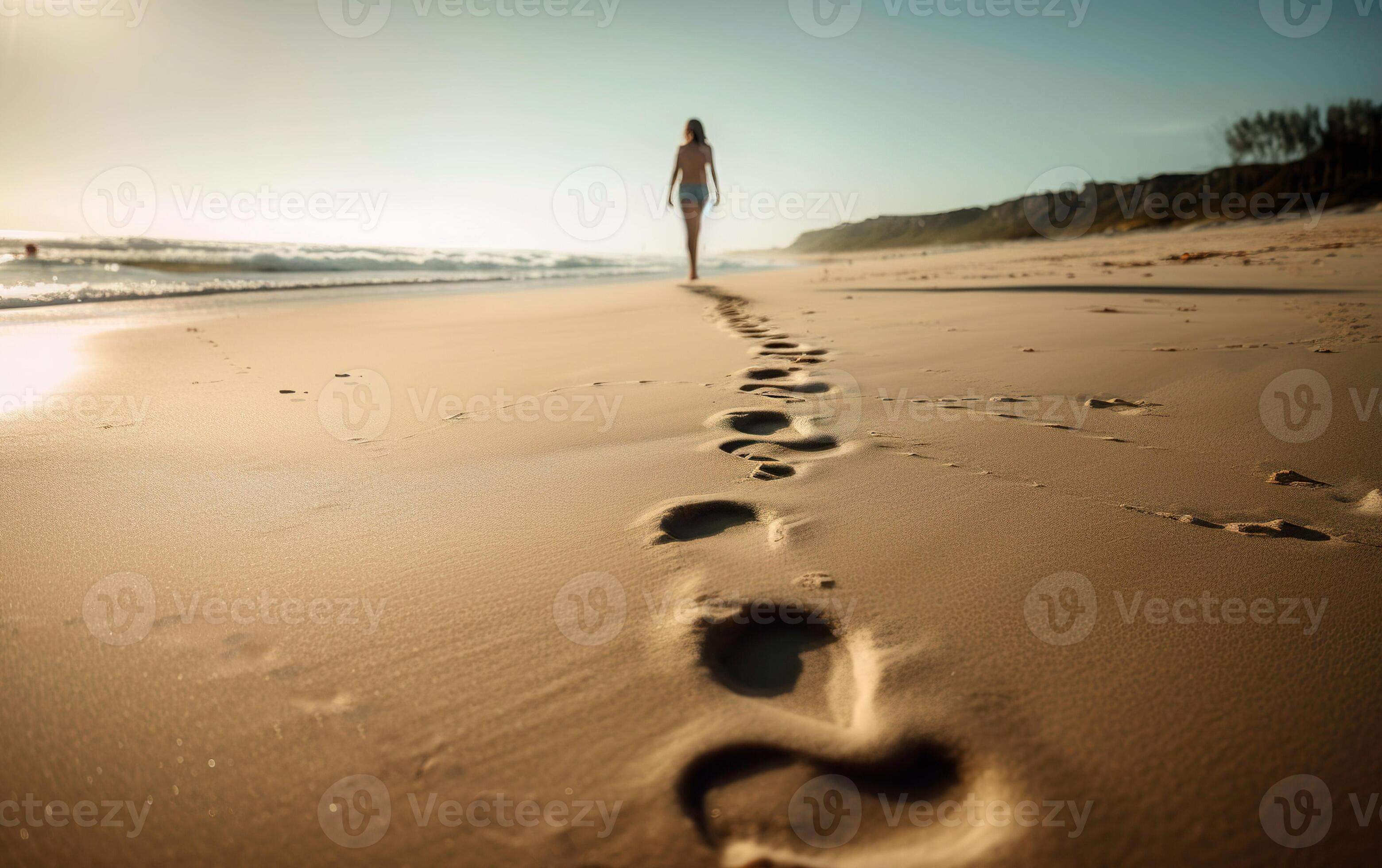 Walking Footprints In Sand