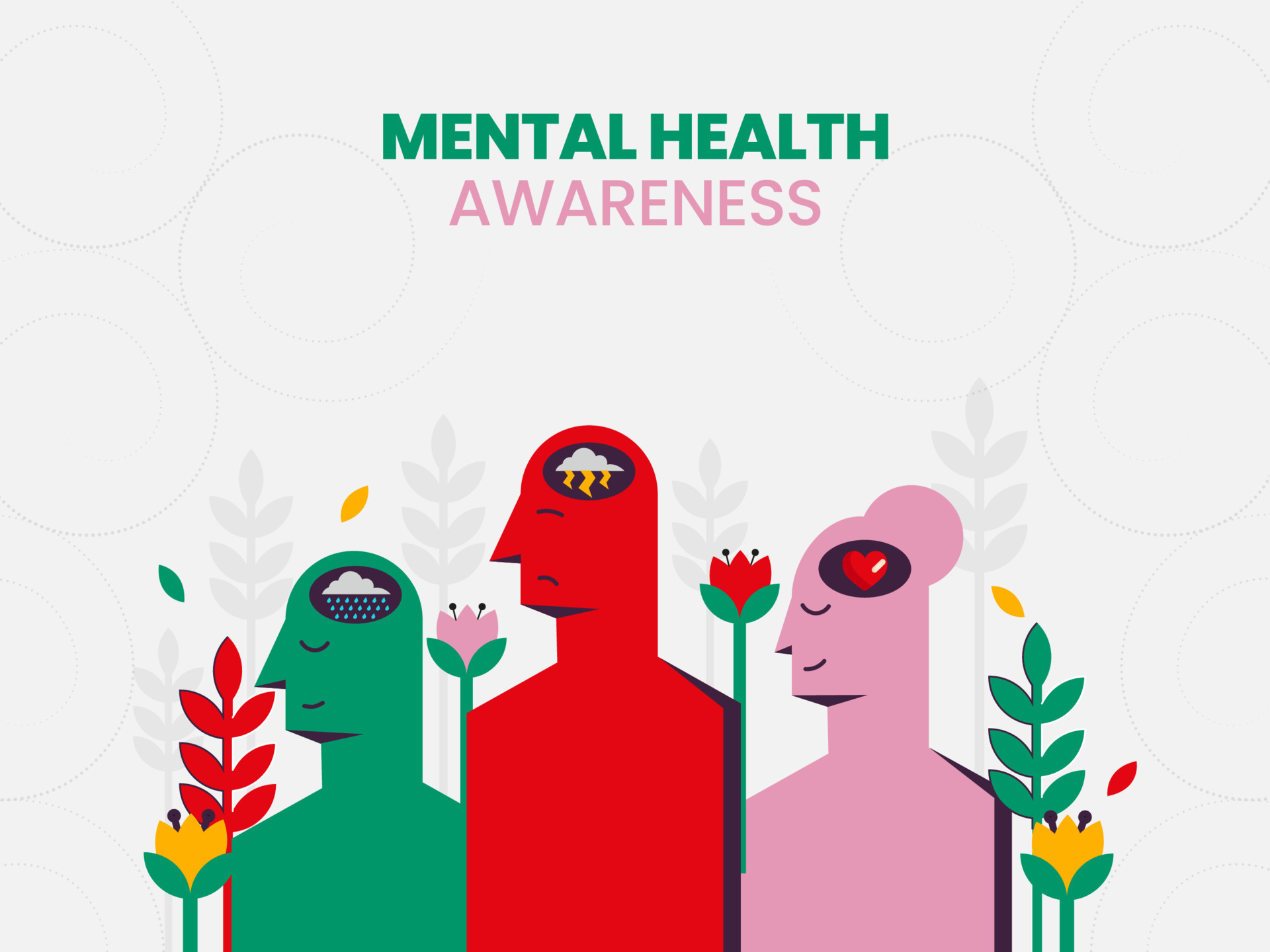 Awareness Mental Health Day Poster Design With Cartoon Mentally People ...
