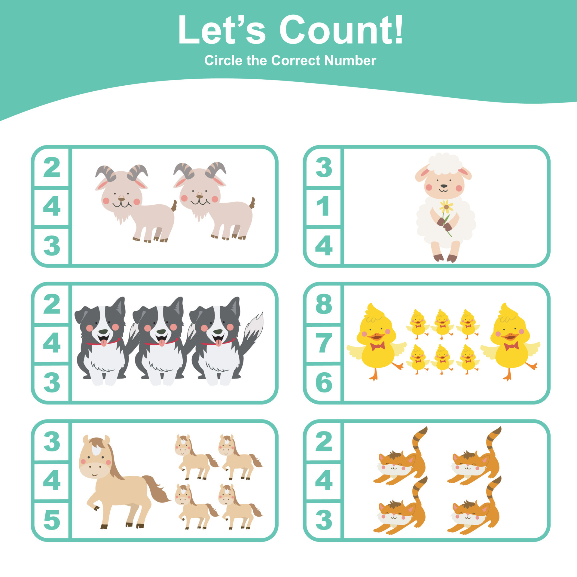 Math educational game for children. Count and circle worksheet ...