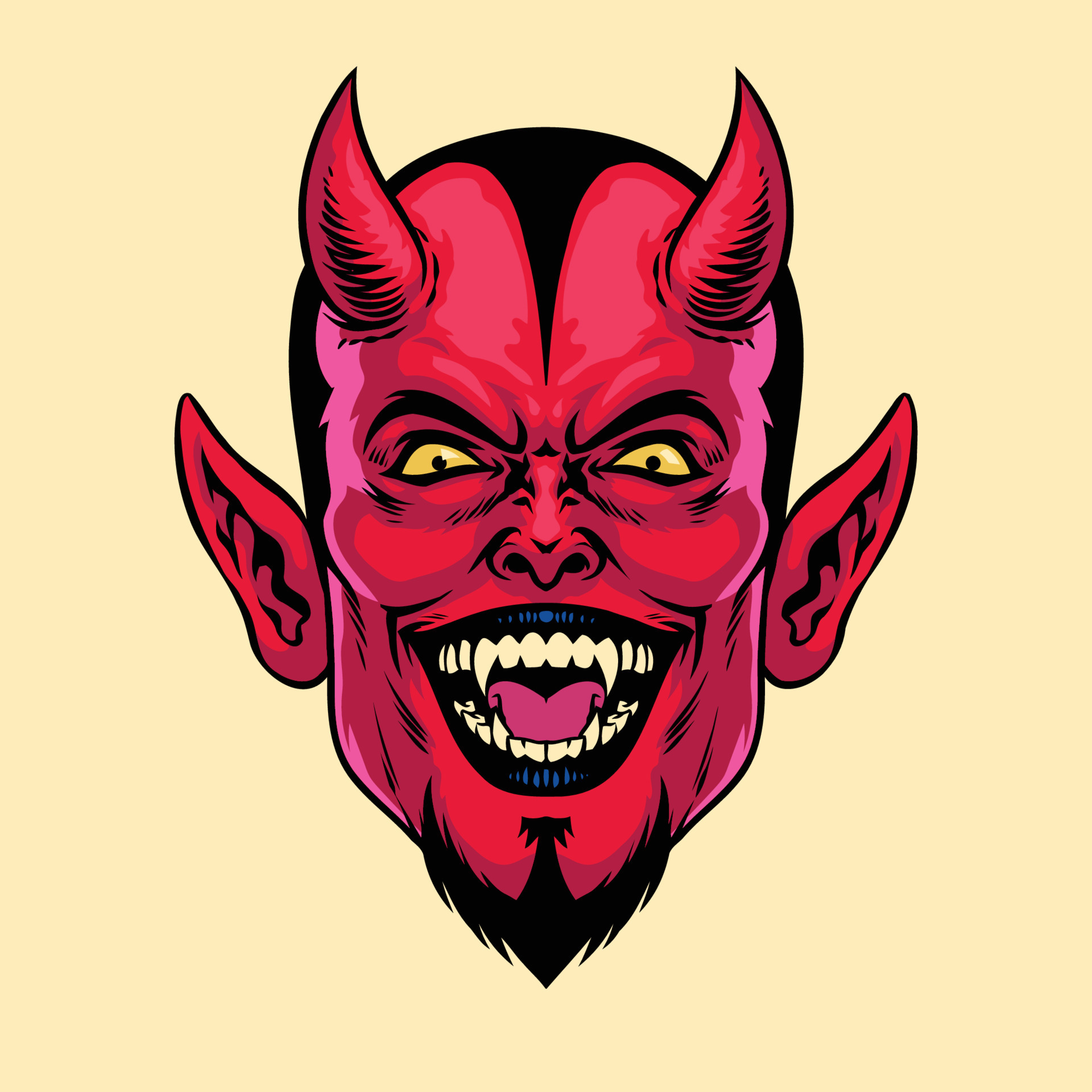 Laughing Devil Head With Vintage Hand Drawing Style 23226913 Vector Art At Vecteezy