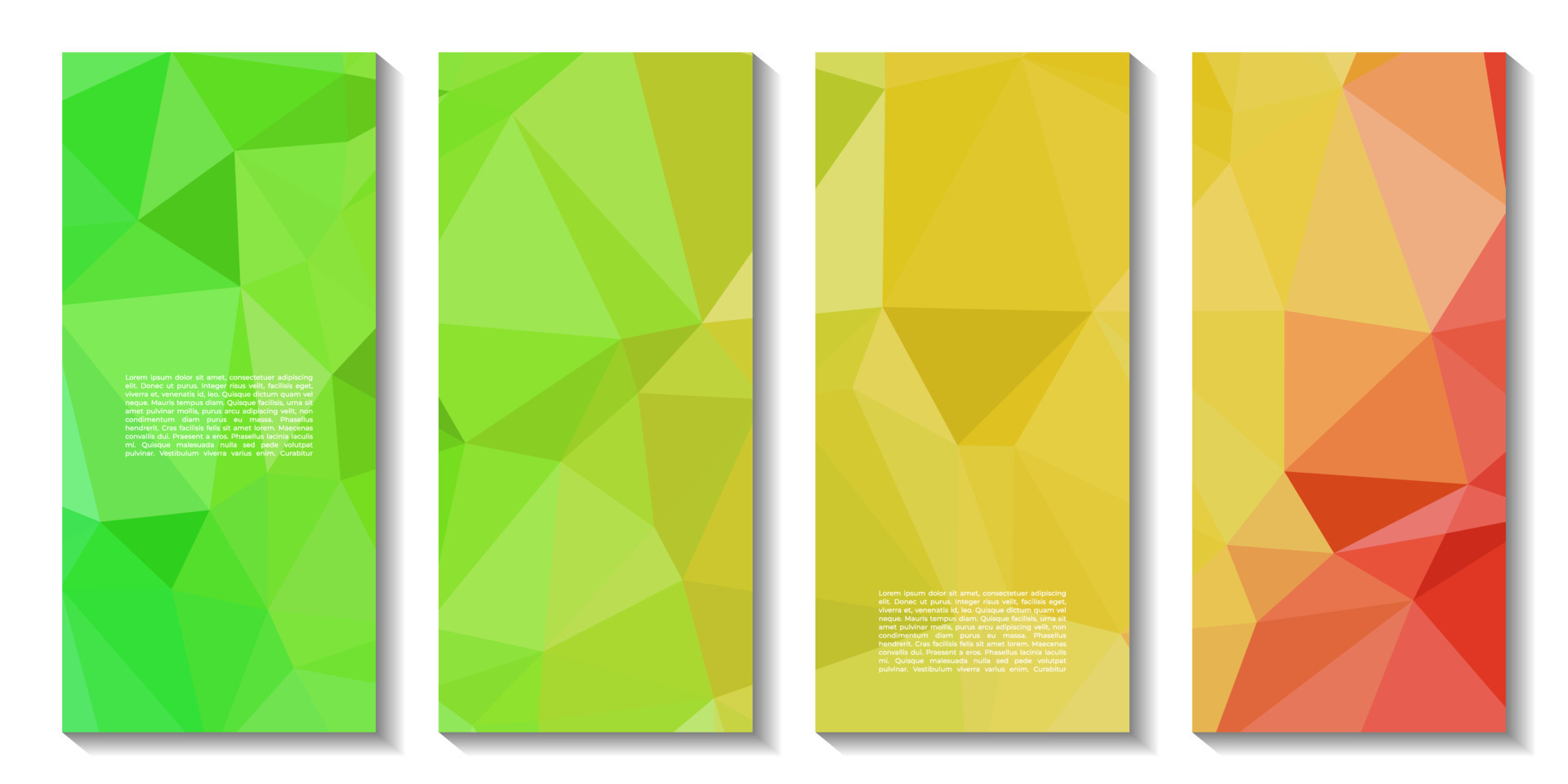Set Of Abstract Creative Brochures With Yellow Green And Red Colorful Background With Triangles