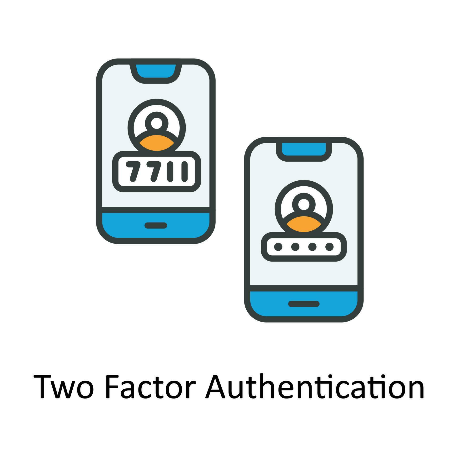 Two Factor Authentication Vector Fill outline Icons. Simple stock ...