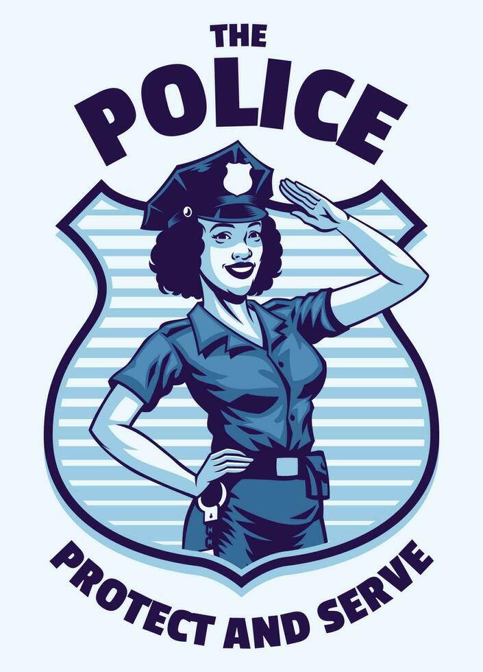 Black Women Police Design Vintage In Badge 23231423 Vector Art At Vecteezy