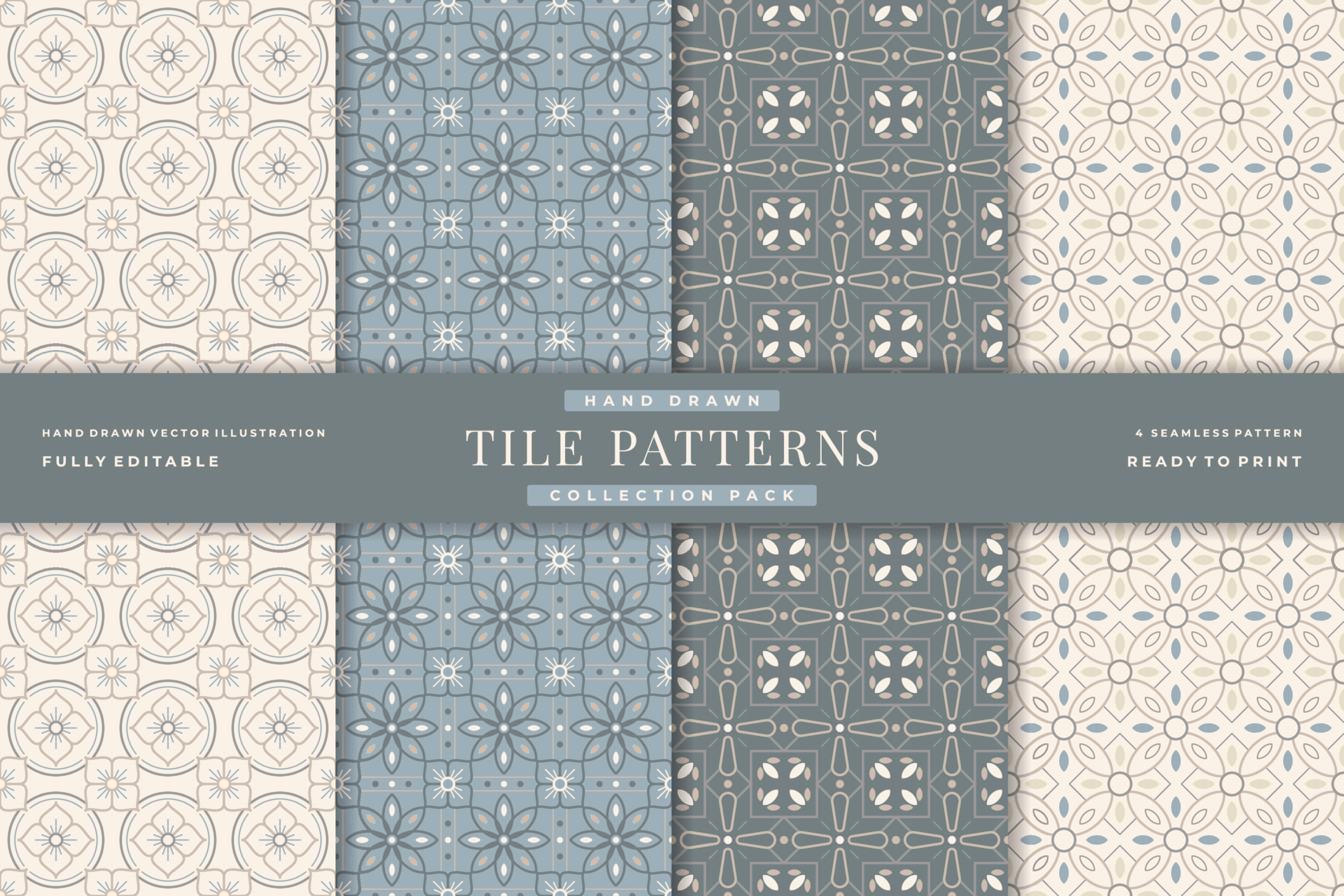 traditional tile seamless patterns collection 23233935 Vector Art at ...