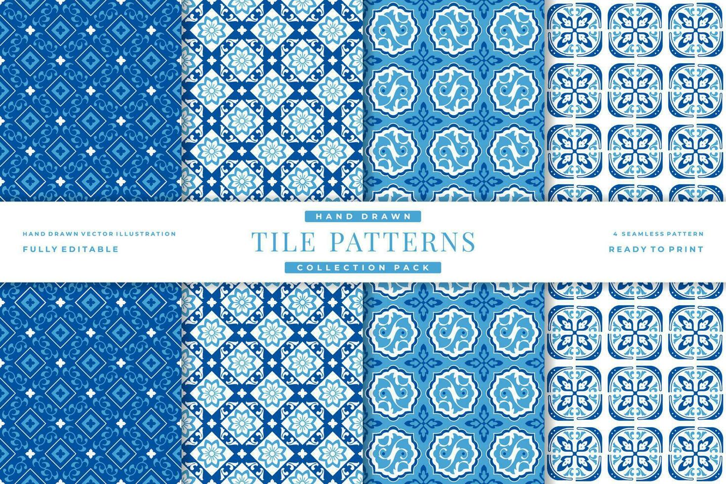 blue tile seamless patterns collection 23233942 Vector Art at Vecteezy