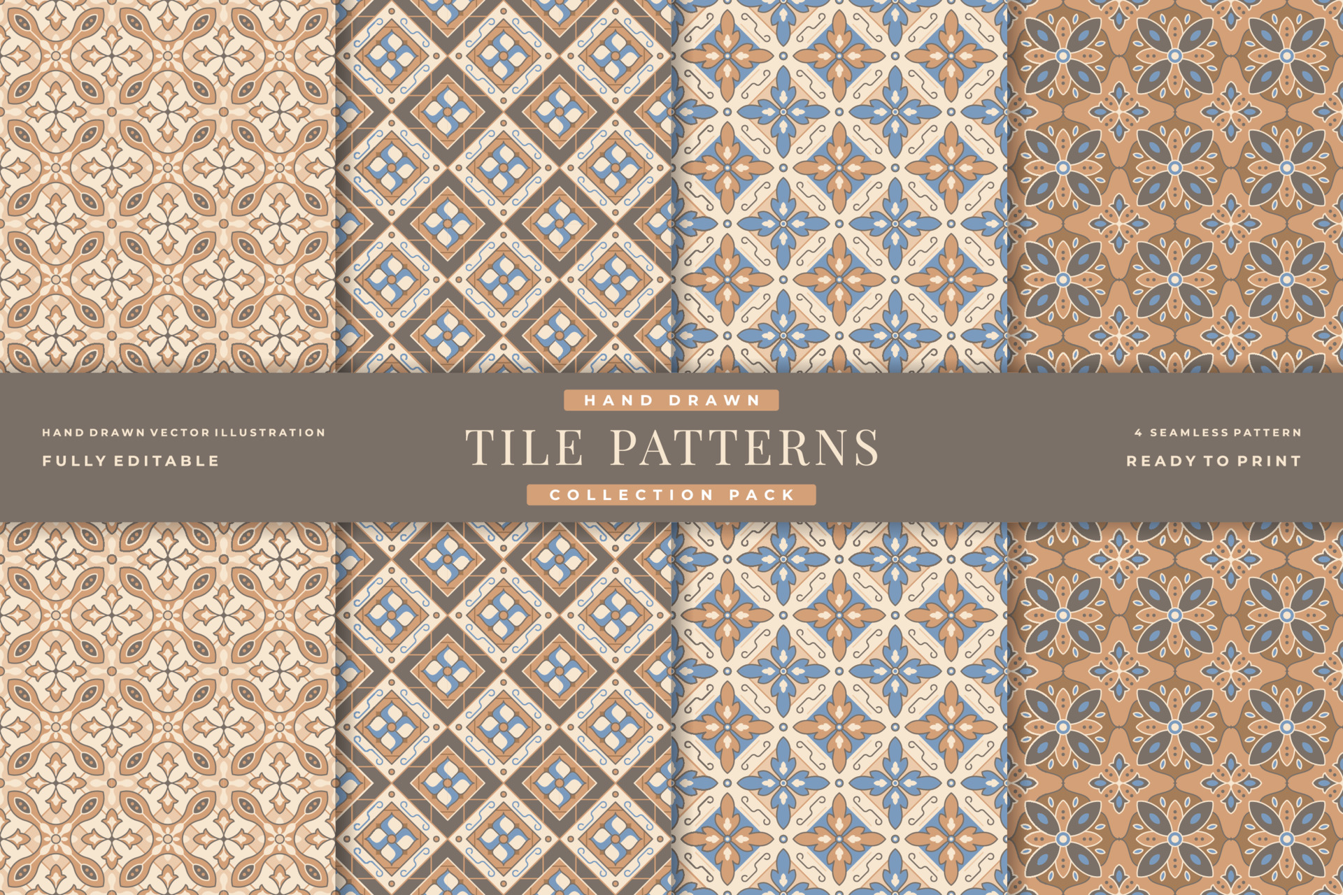 Vintage Tile Seamless Patterns Collection 23233964 Vector Art At Vecteezy