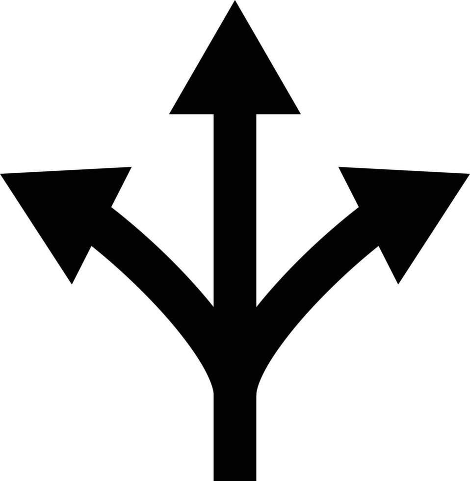 Three Way Direction Arrow Icon Vector Isolated On White Background