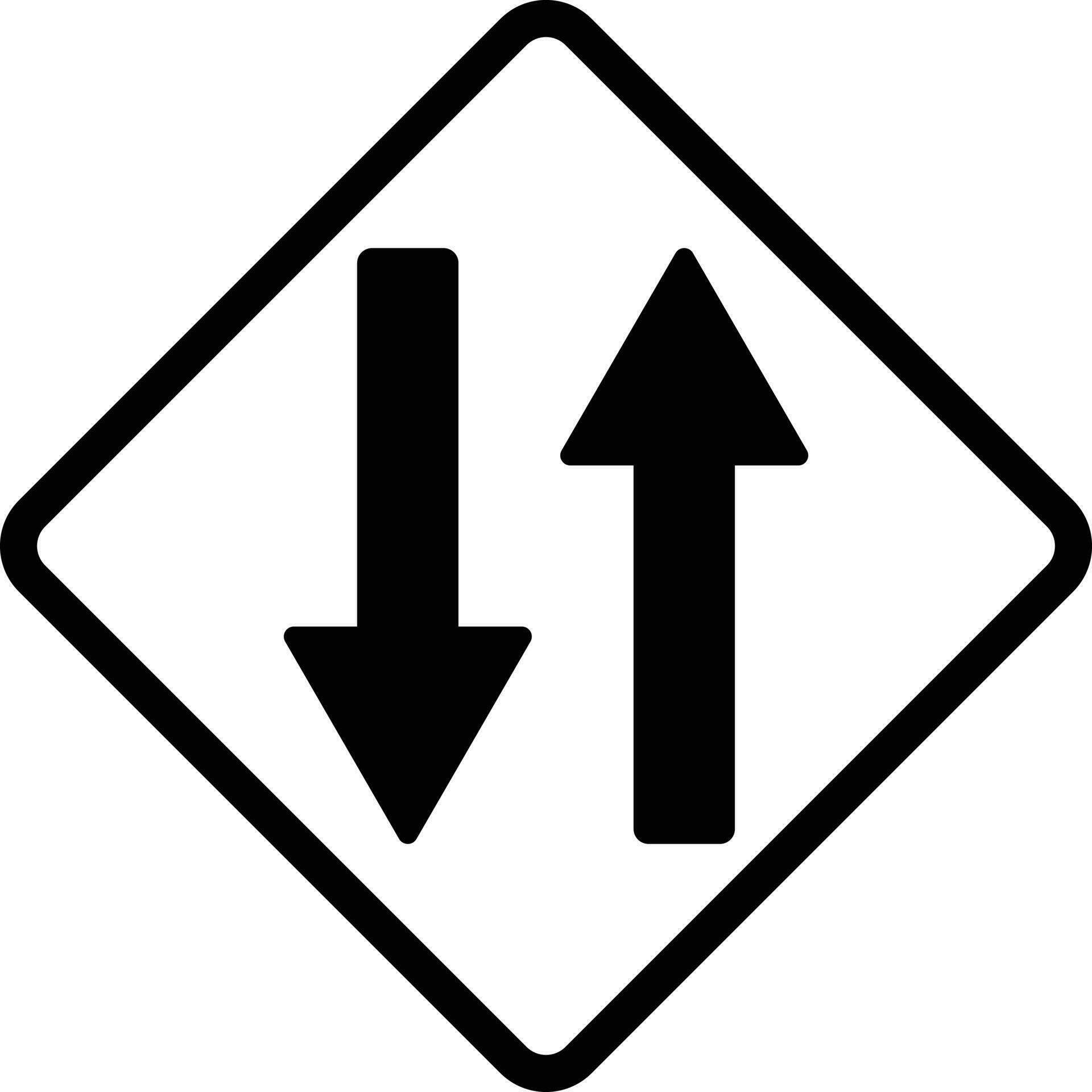 two way road traffic sign vector . two arrow sign in square 23234503 ...