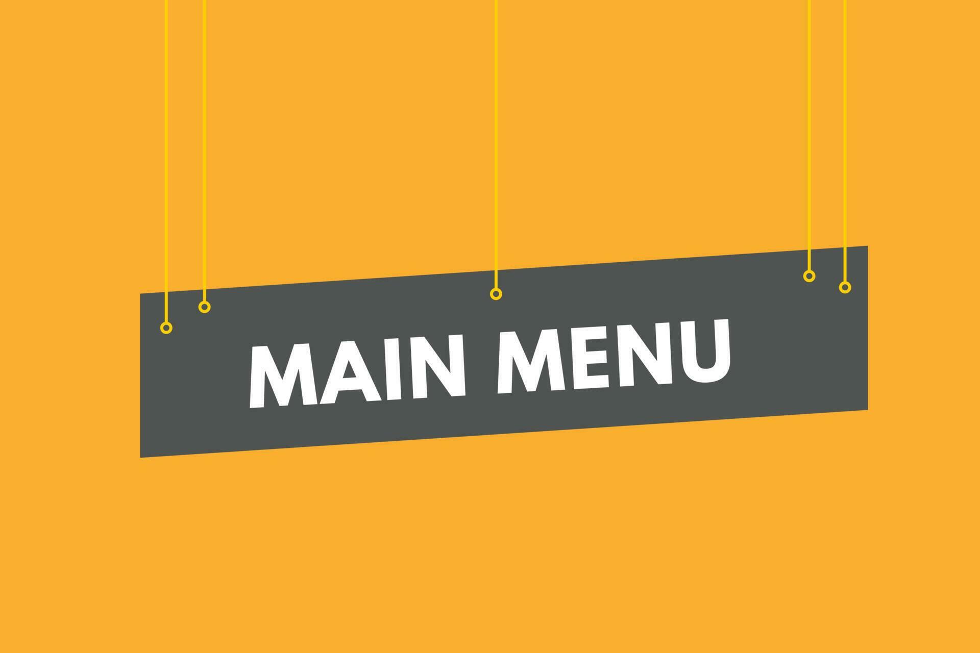 Main Menu text Button. Main Menu Sign Icon Label Sticker Web Buttons ...