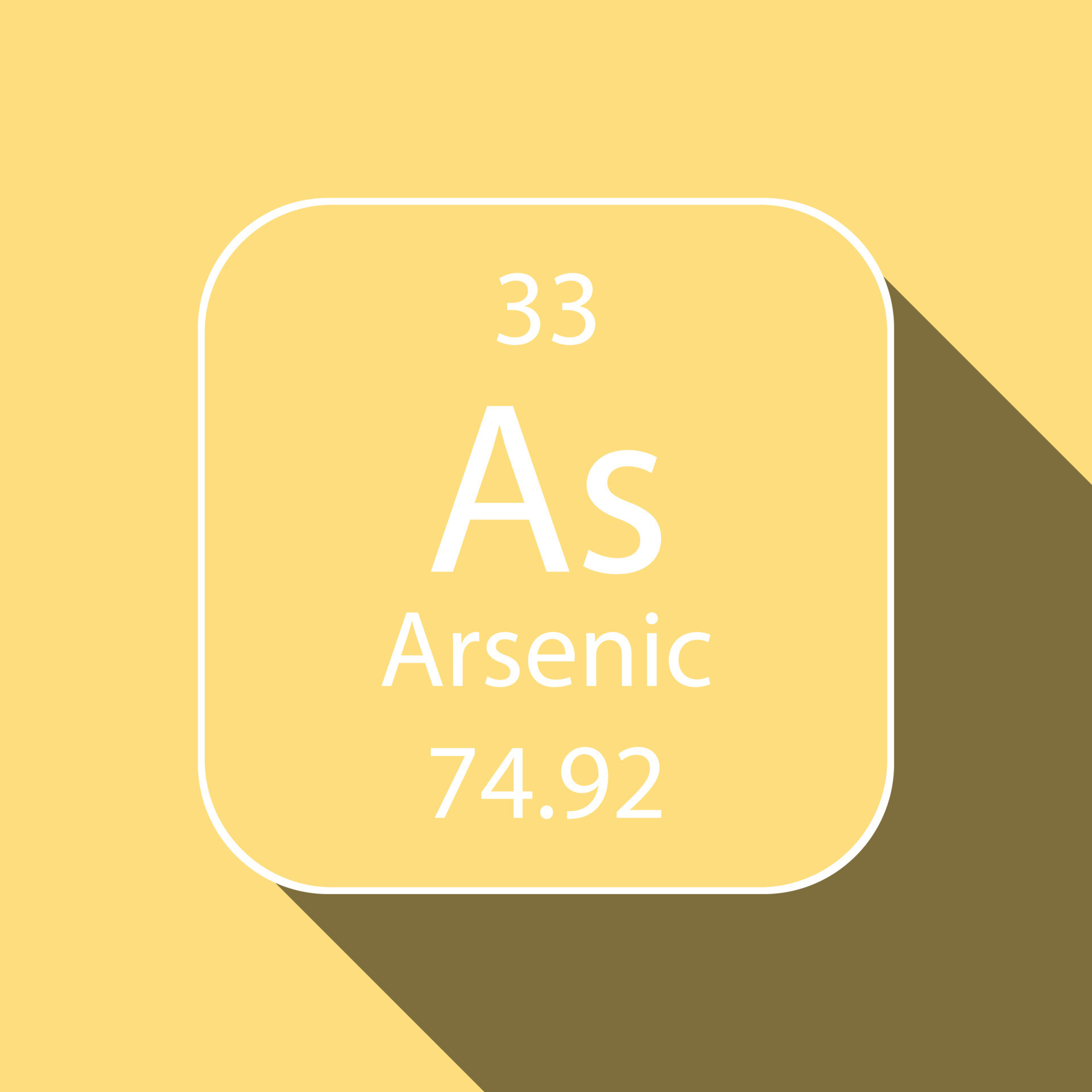 Arsenic symbol with long shadow design. Chemical element of the periodic table. Vector ...