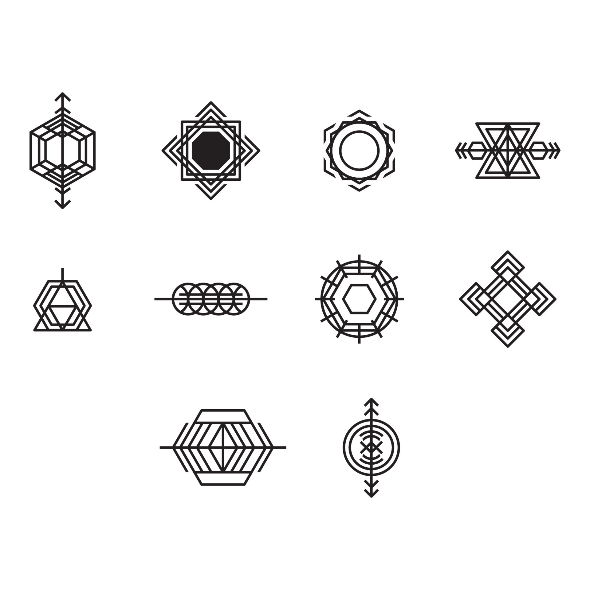 Geometric Icon Set 23248692 Vector Art At Vecteezy
