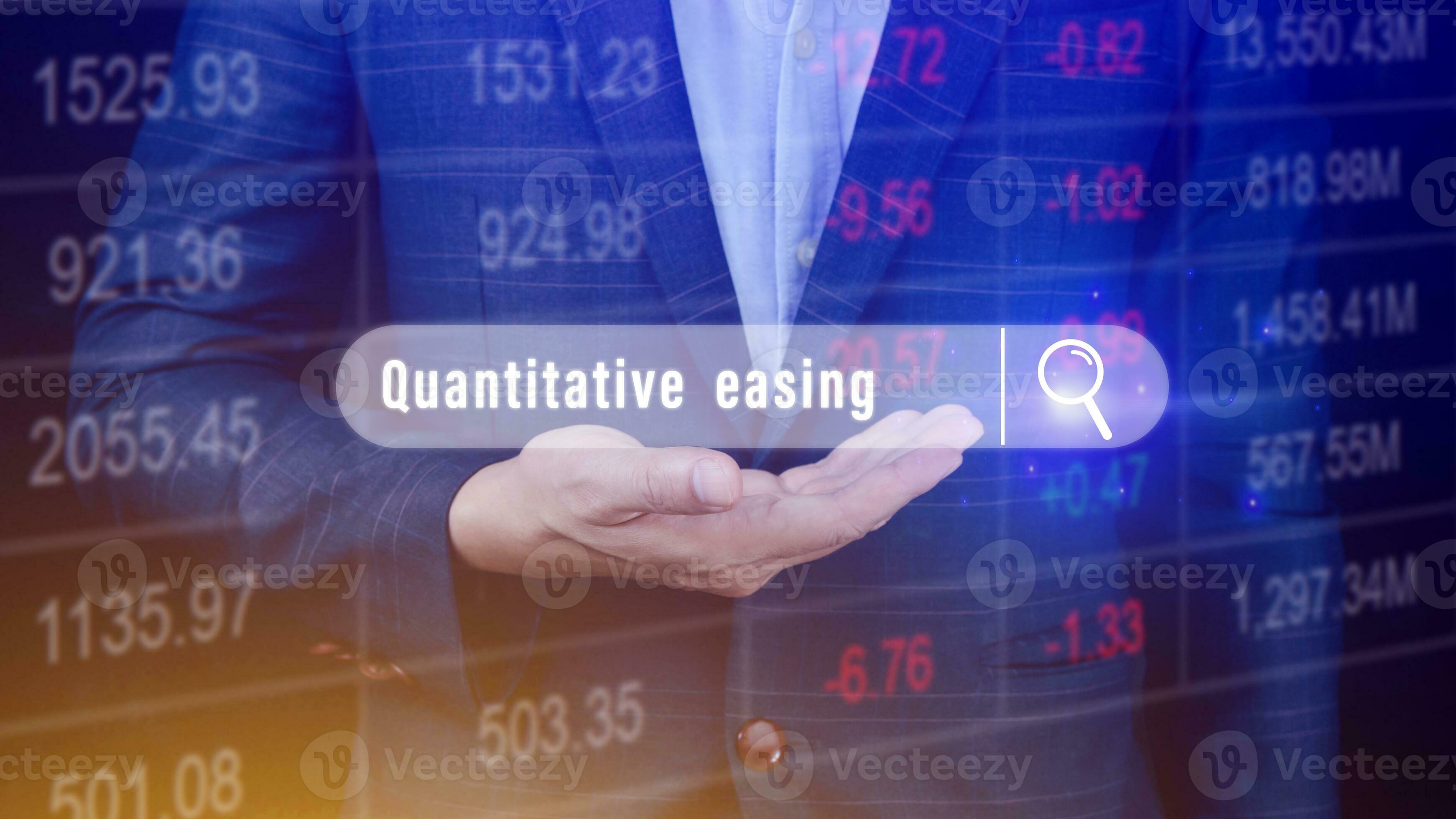 Quantitative easing written in search bar with the financial data ... Quantitative easing written in search bar with the financial data ...