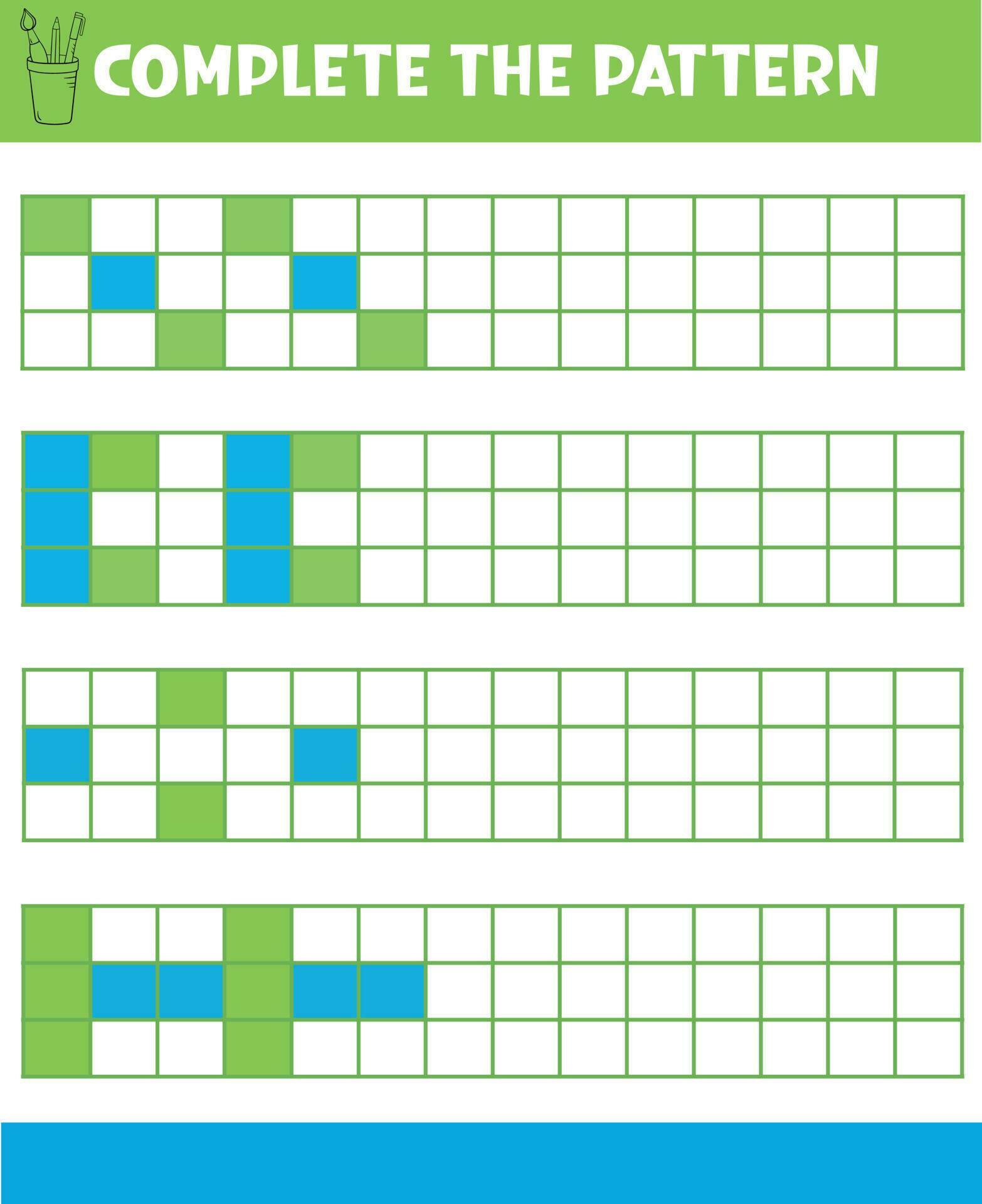 Complete repeating patterns. Worksheet for kids. Practicing motor ...