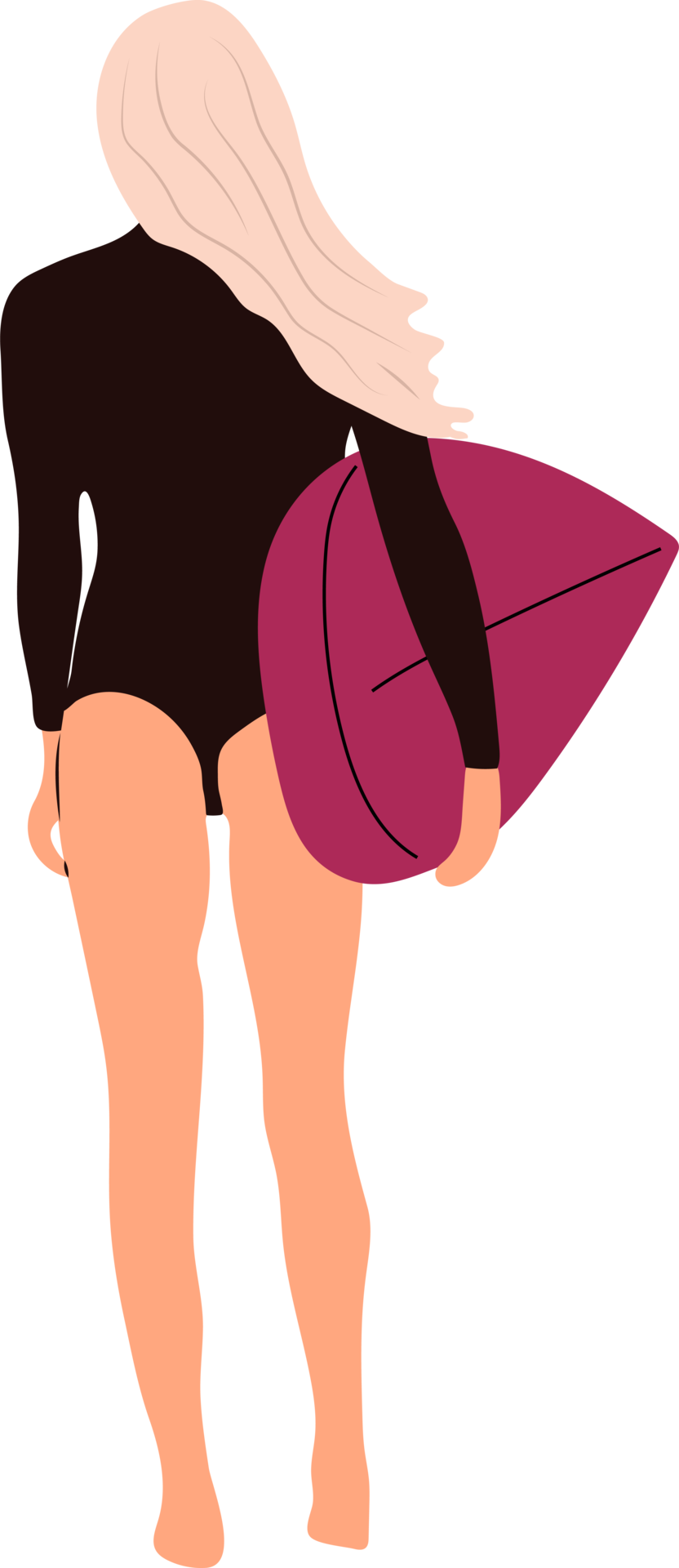 Free Surf Girl Minimalist Flat Style Digital Art Young Woman With Surfboard In Full Growth