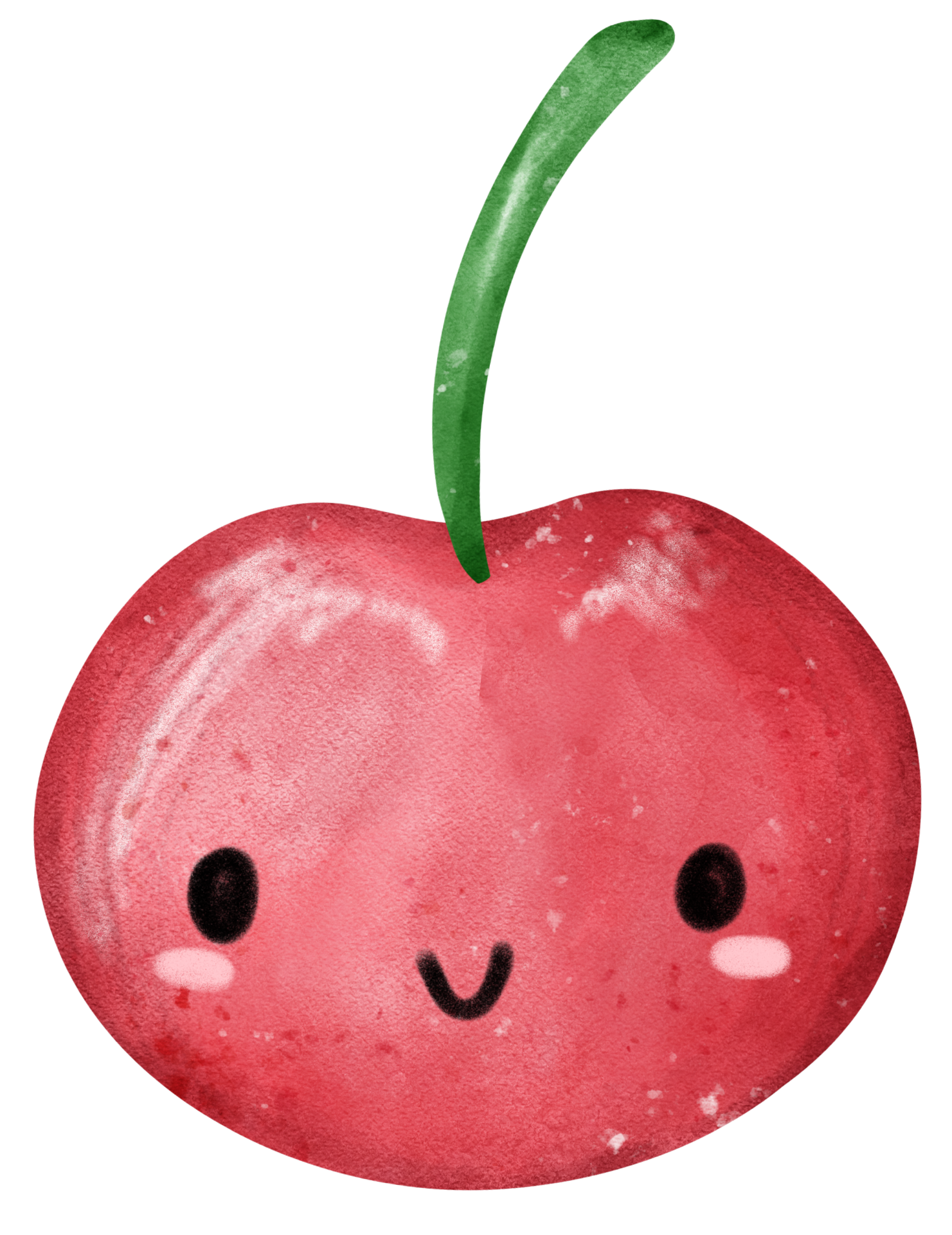 Kawaii happy face cherry fruit cute character watercolour hand painting ...