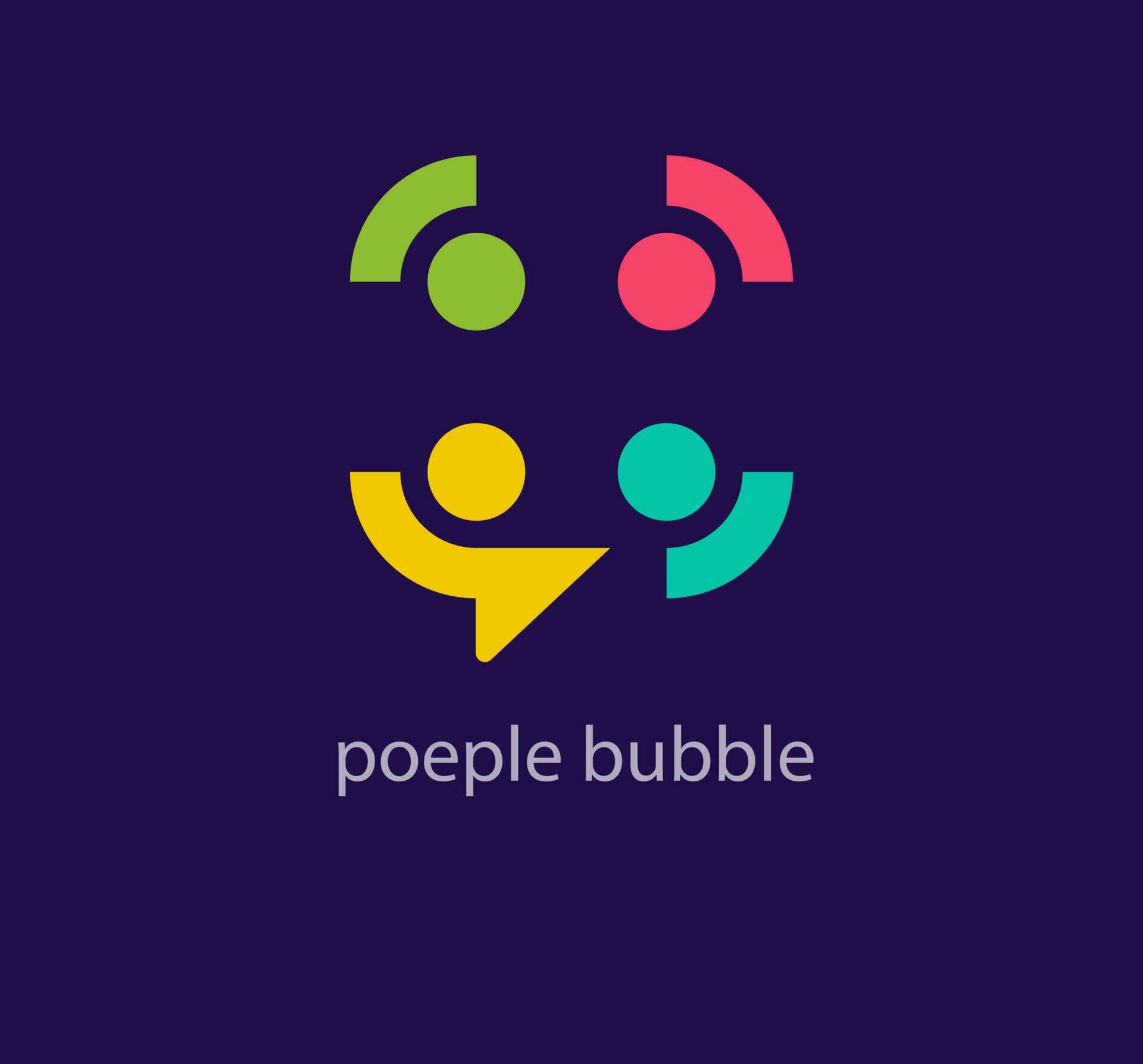 People Team Speech Bubble Logo Unique Design Color Transitions Custom People Team Speech Bubble Logo Unique Design Color Transitions Custom