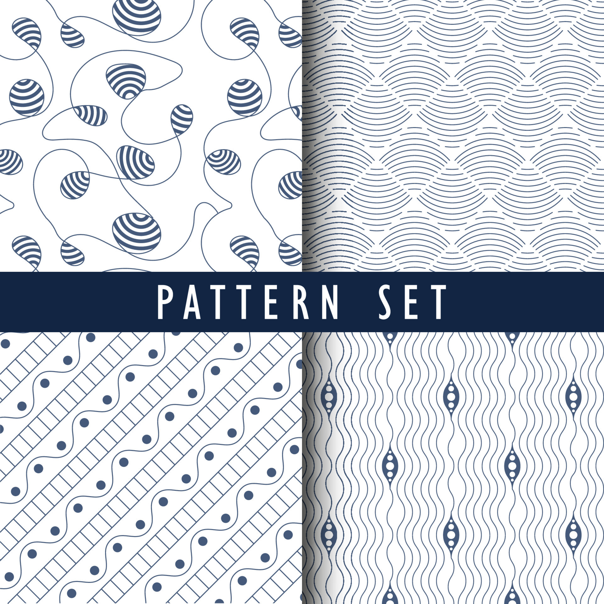 Seamless pattern set with wavy lines 23254952 Vector Art at Vecteezy