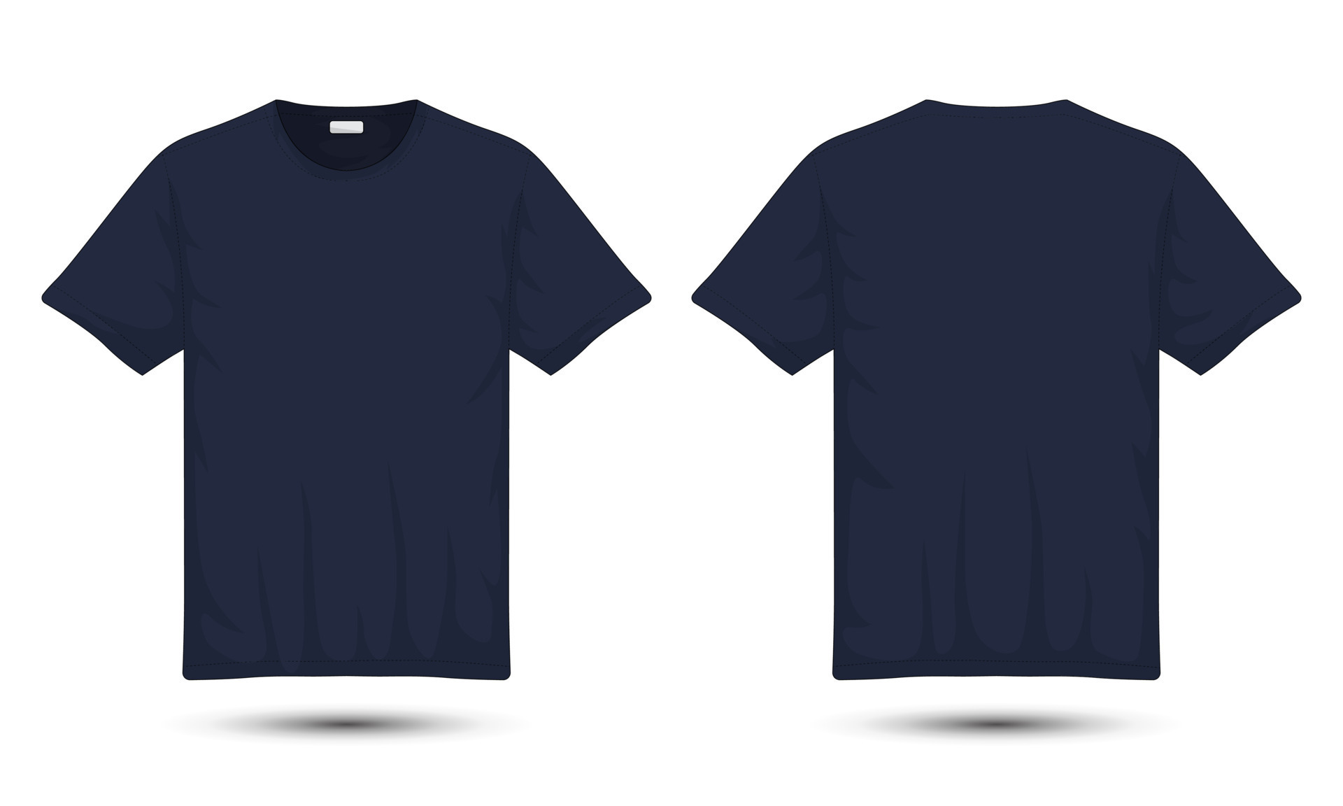 Dark Blue T Shirt Mockup Front And Back View Vector Illustration