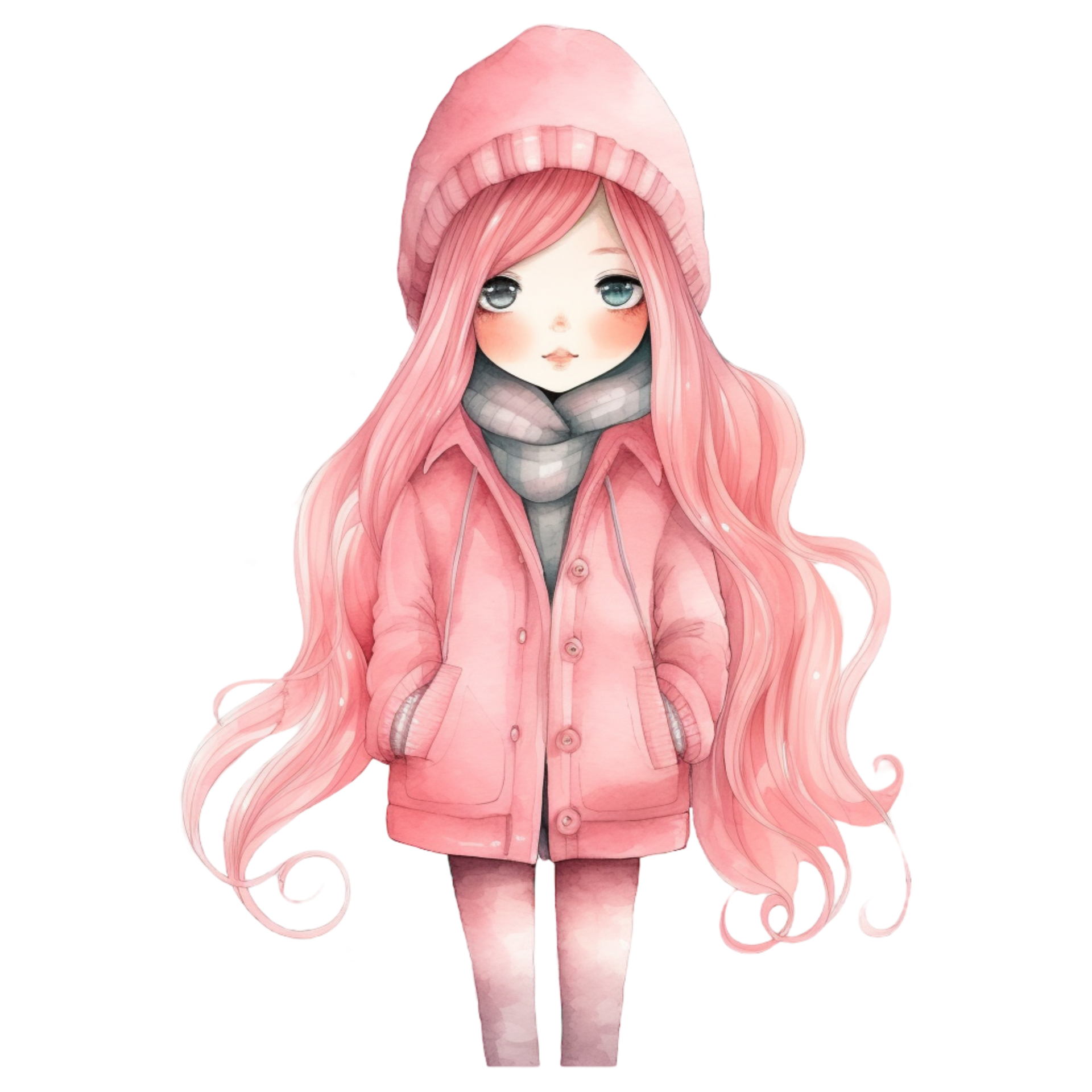 Cute girl watercolor, 23257952 PNG