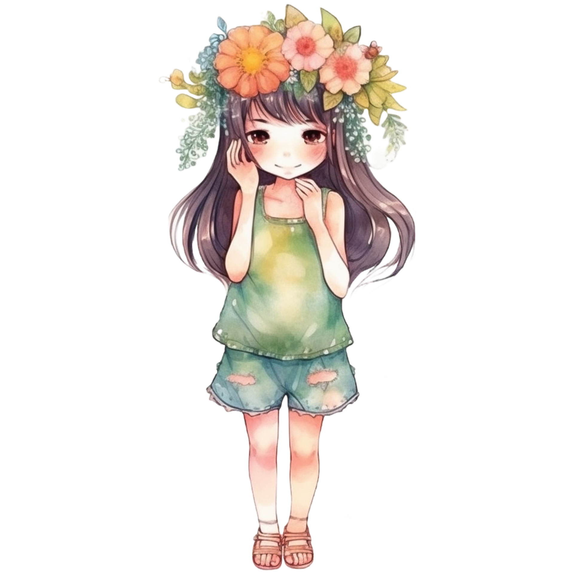 Cute girl watercolor, 23257955 PNG