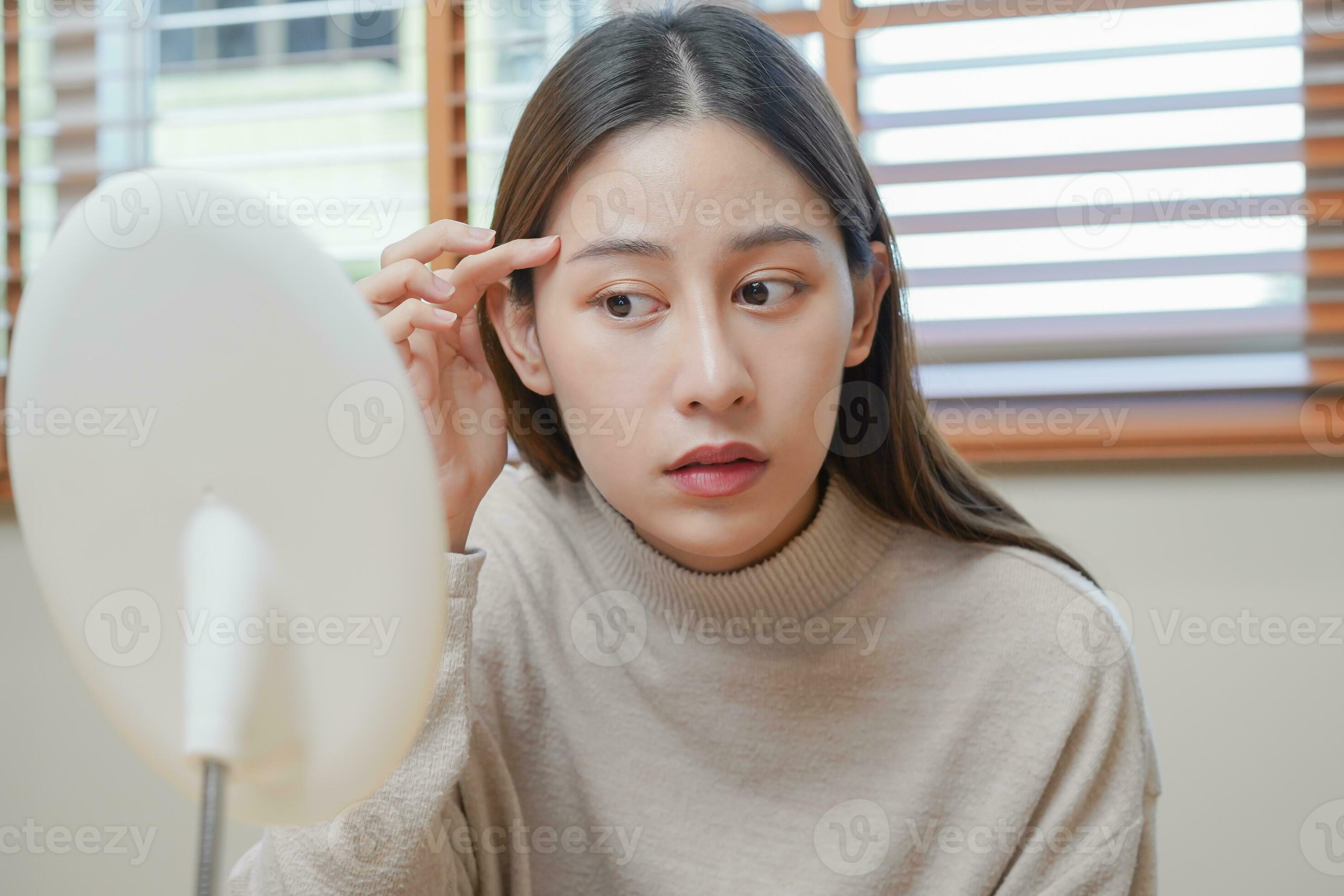 Dermatology Puberty Asian Young Woman Girl Looking Into Mirror dermatology-puberty-asian-young-woman-girl-looking-into-mirror