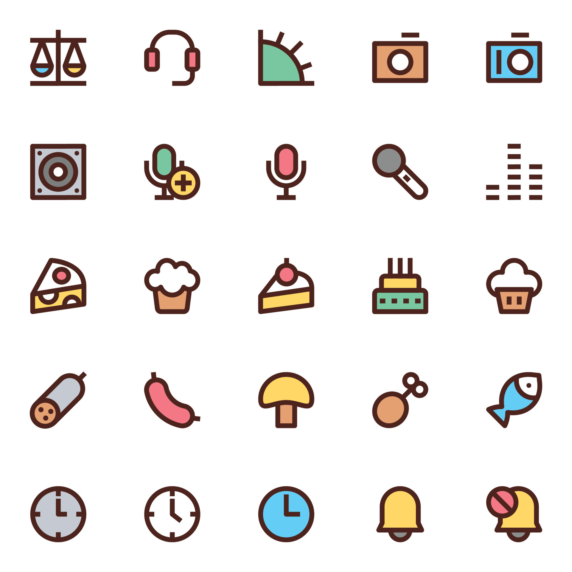 Filled color outline icons for User interface. 23260935 Vector Art at ...
