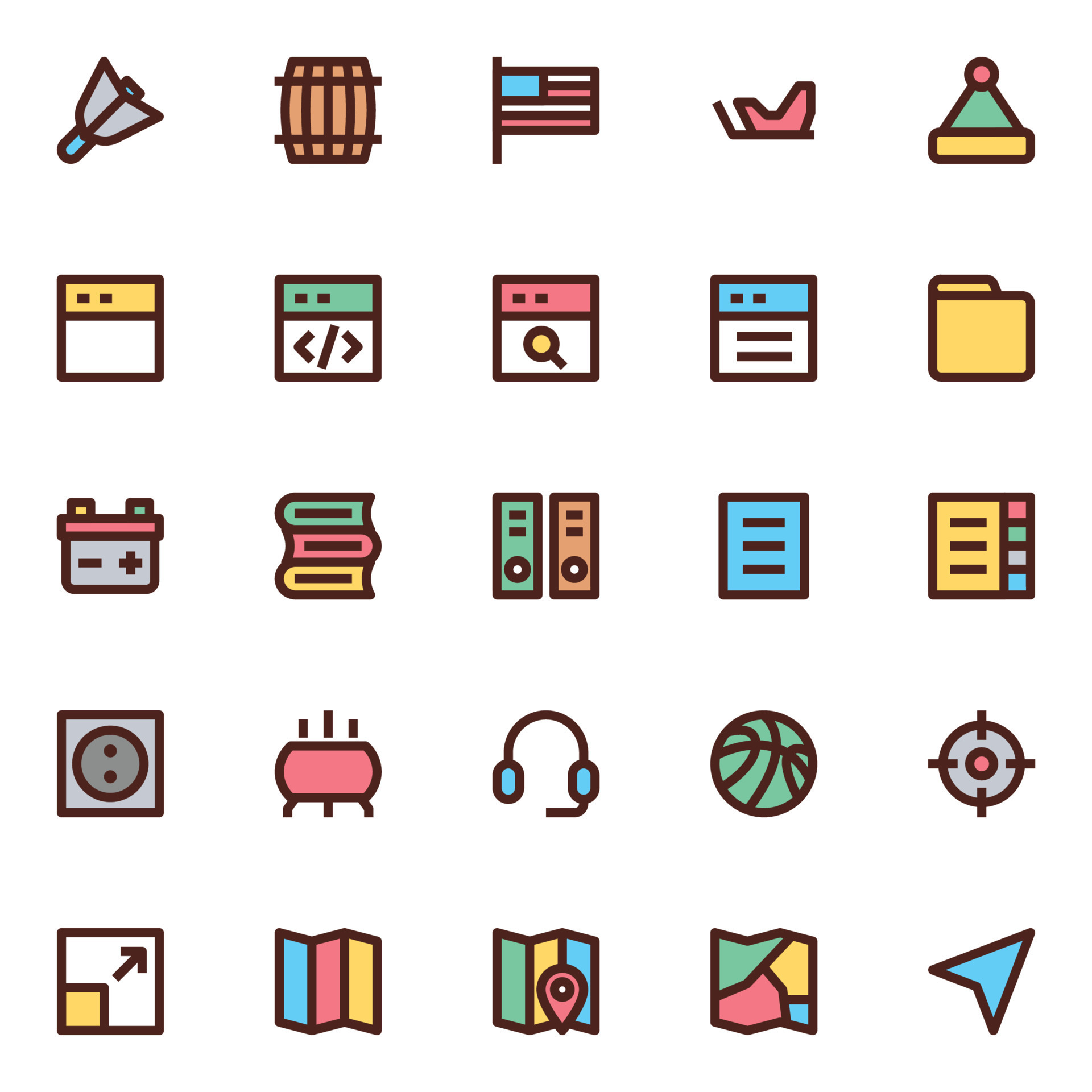 Filled color outline icons for User interface. 23260947 Vector Art at ...