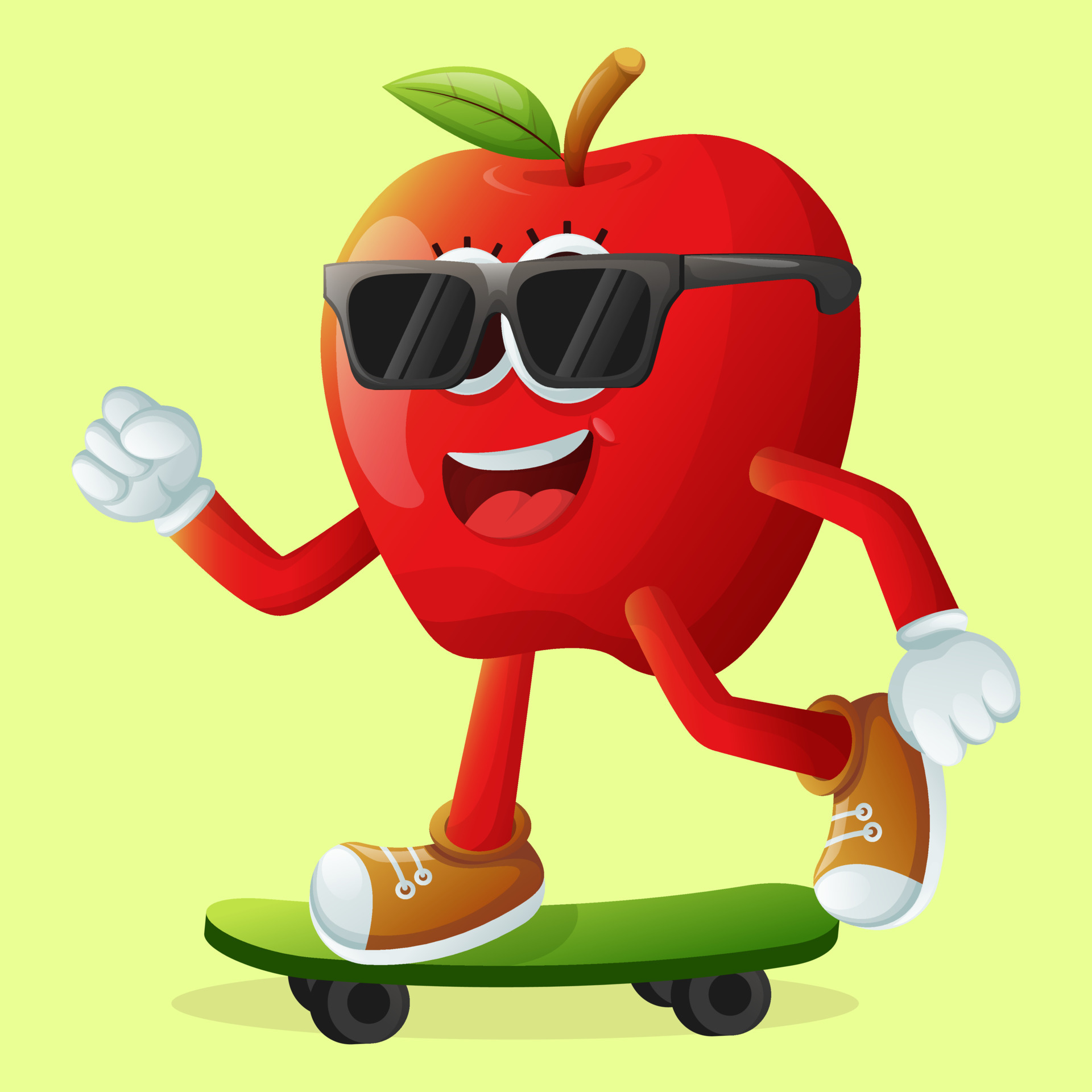 Cute Apple Characters Skateboarding 23261019 Vector Art At Vecteezy