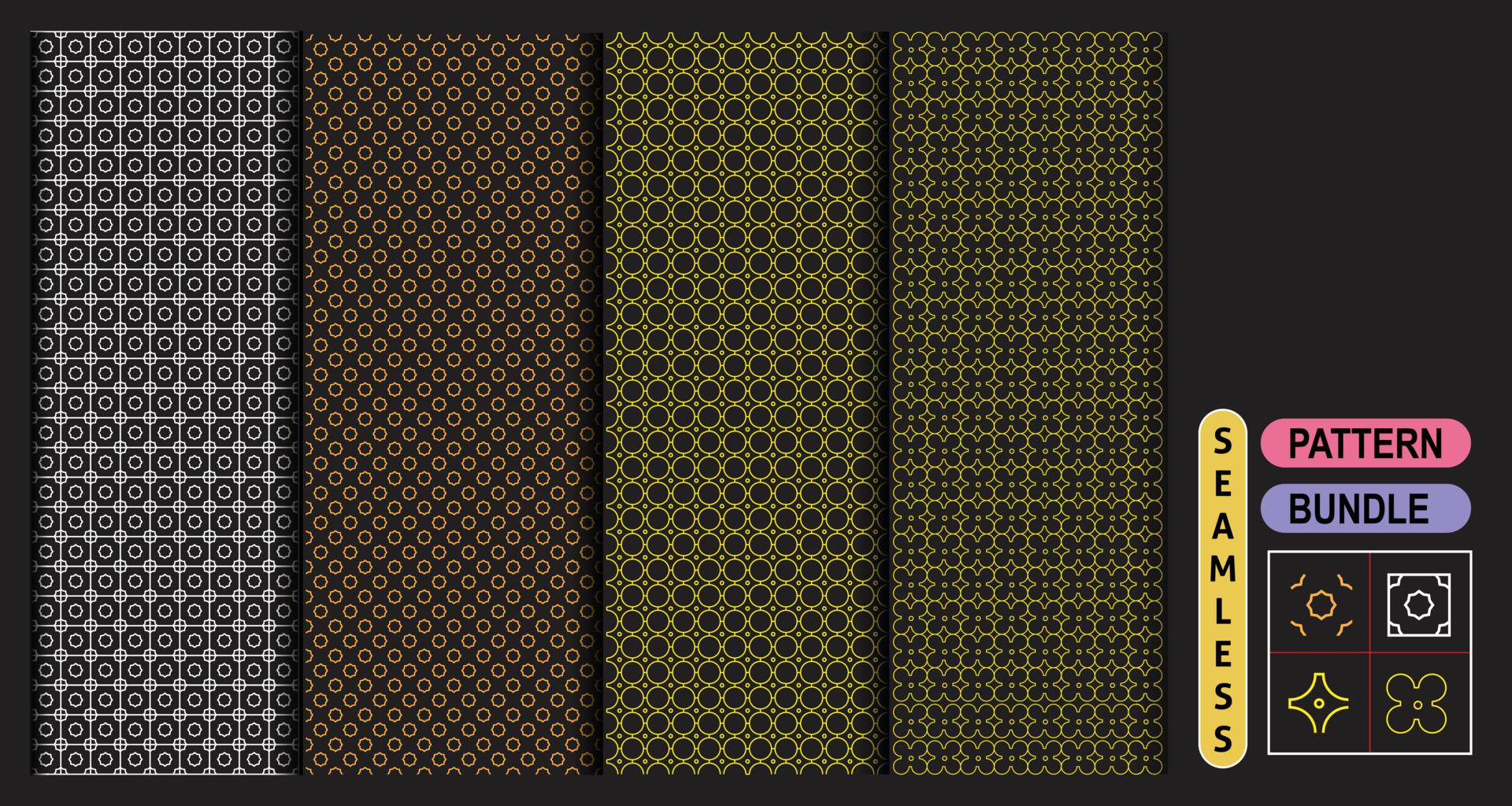 Seamless Geometric Shape Graphic Pattern Bundle Fully Editable and ...