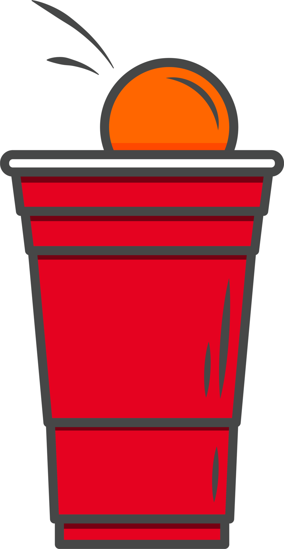 Red Beer Pong Illustration Plastic Cup And Ball With Splashing Beer