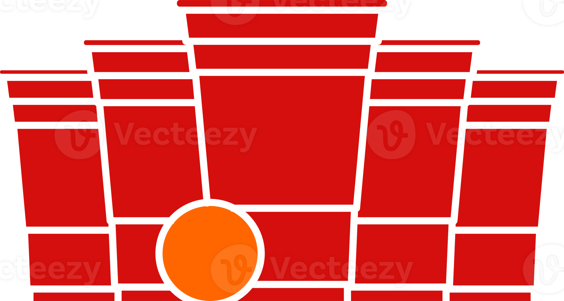Red Beer Pong Illustration Plastic Cup And Ball Traditional Party