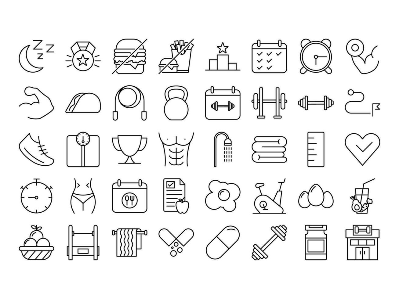 fitness icon set. outline icon 23270270 Vector Art at Vecteezy fitness icon set. outline icon 23270270 Vector Art at Vecteezy