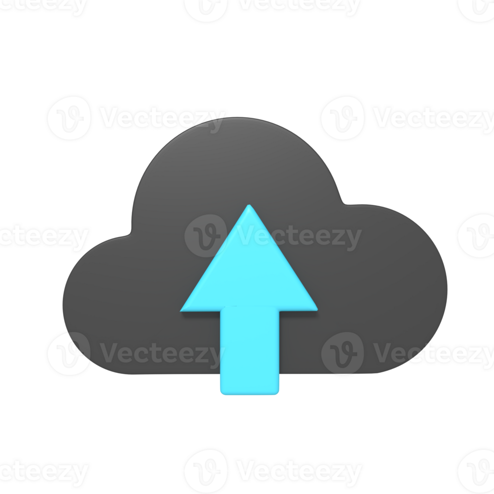 3d icon of upload data with arrow up and cloud 23281034 PNG