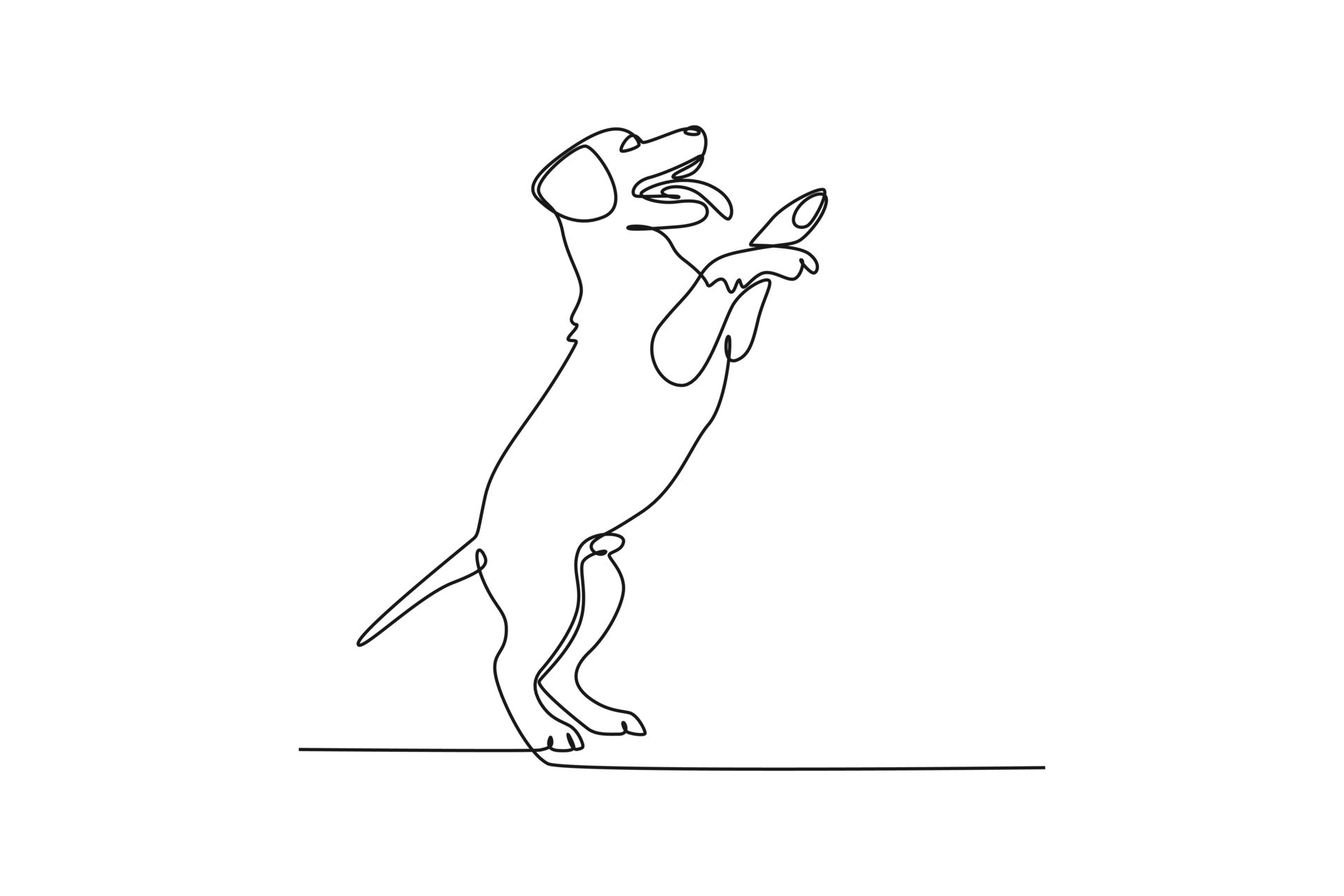 Single one line drawing happy dog standing. Urban pets concept ... Single one line drawing happy dog standing. Urban pets concept ...