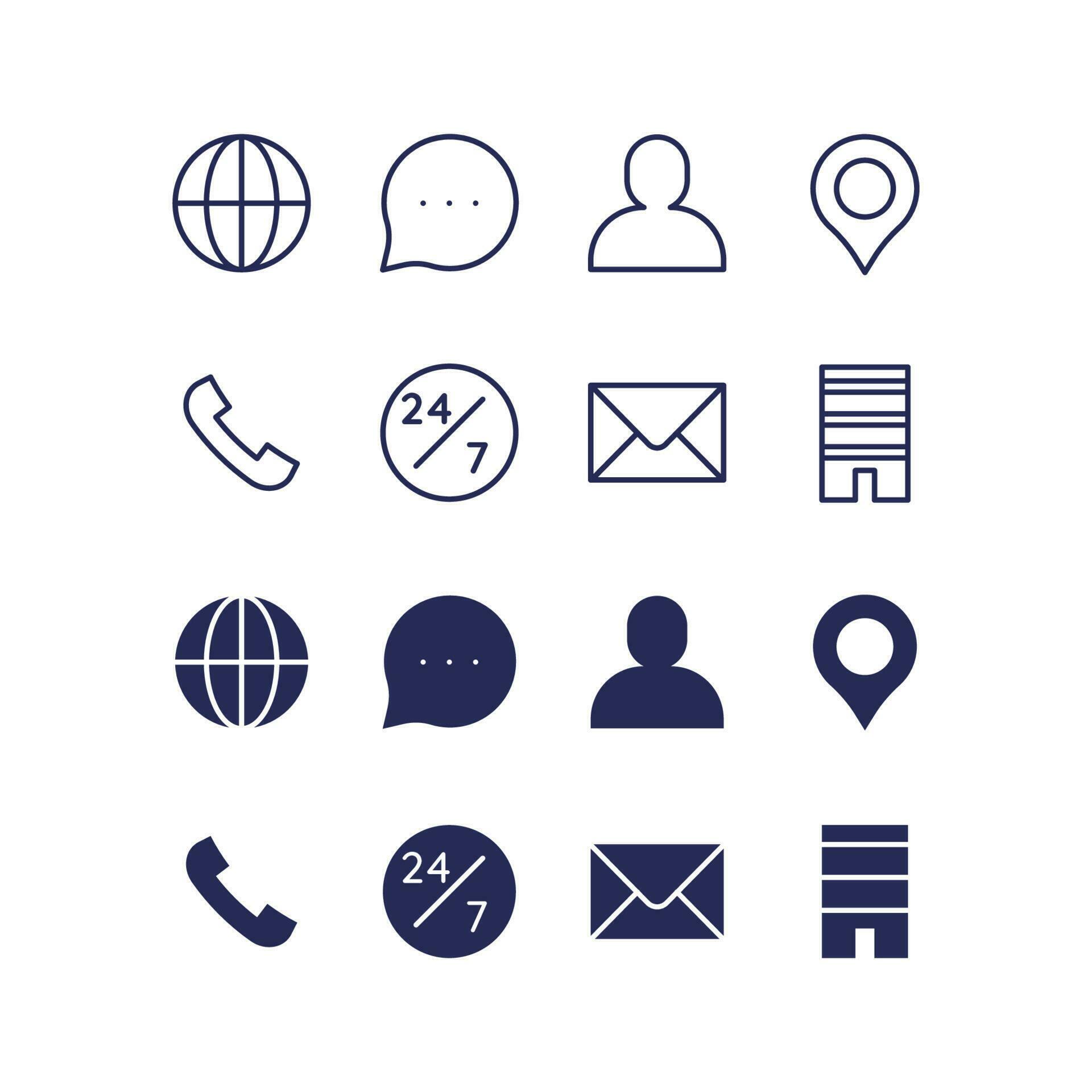 Business Card Icons Set 23283462 Vector Art at Vecteezy