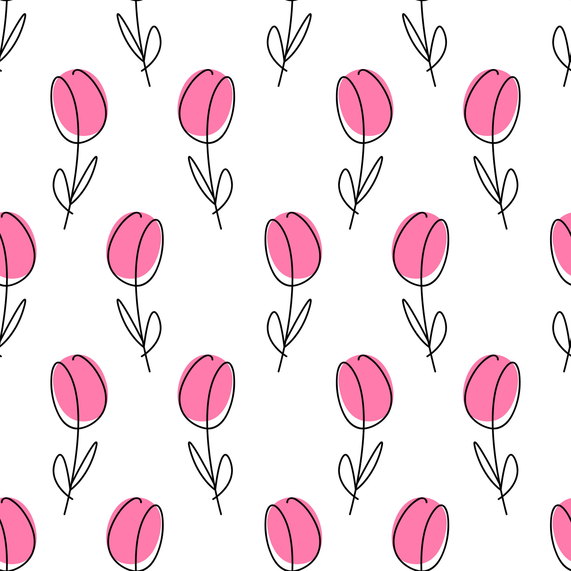 Simple one line style flowers. Modern seamless pattern. 23284064 Vector ...