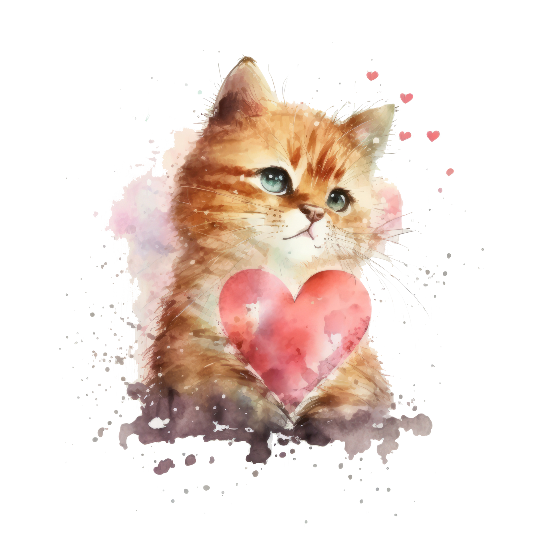 Cute Watercolor Cat Illustration 23285860 Png