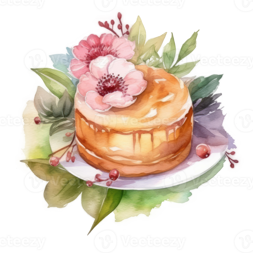 Watercolor cake. Illustration 23286002 PNG