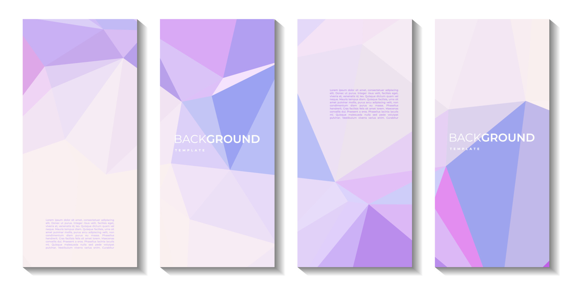 Set Of Brochures With Abstract Pink And Purple Colorful Geometric Background With Triangle Shape